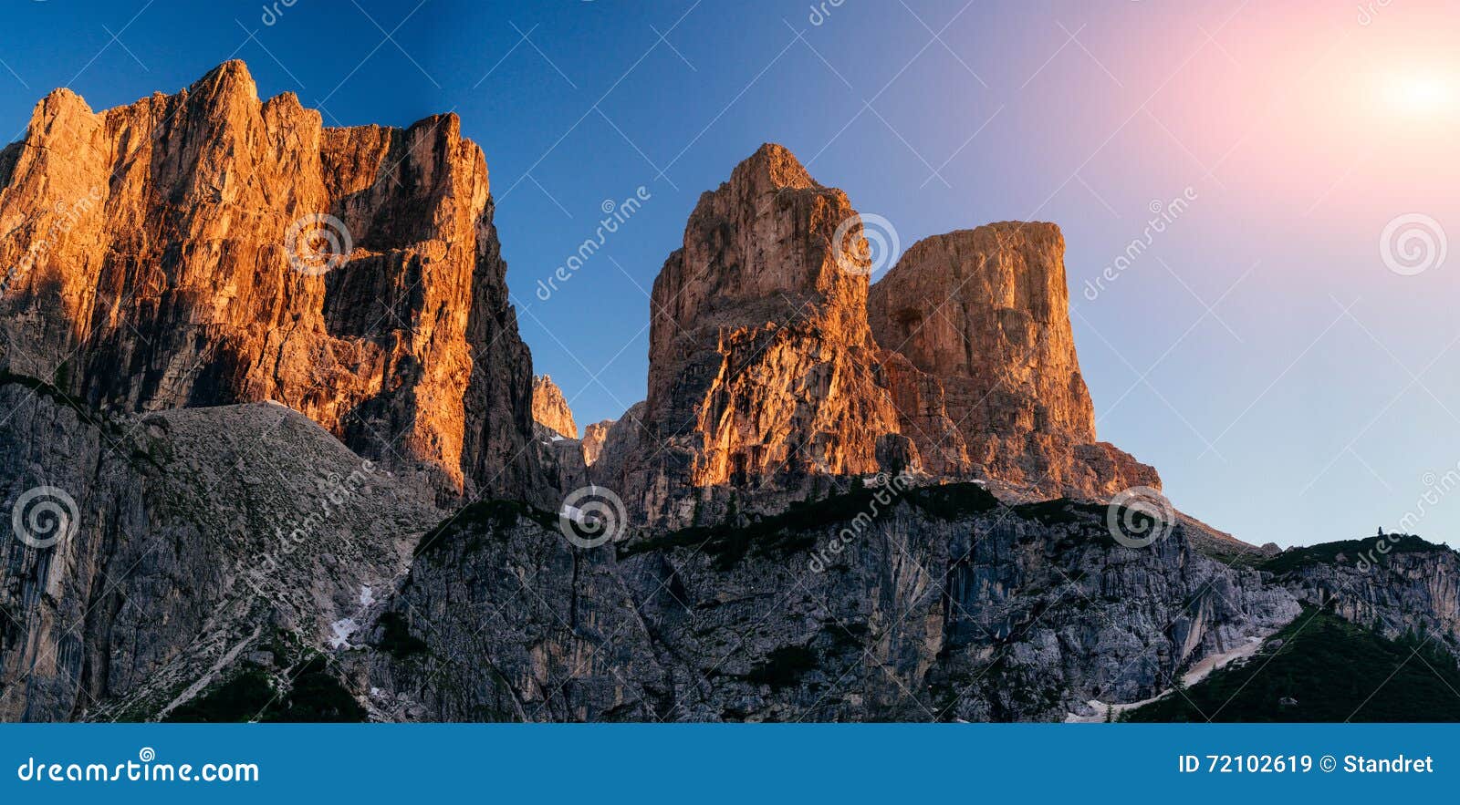 Rocky Mountains at Sunset.Dolomite Alps, Italy Stock Image - Image of ...