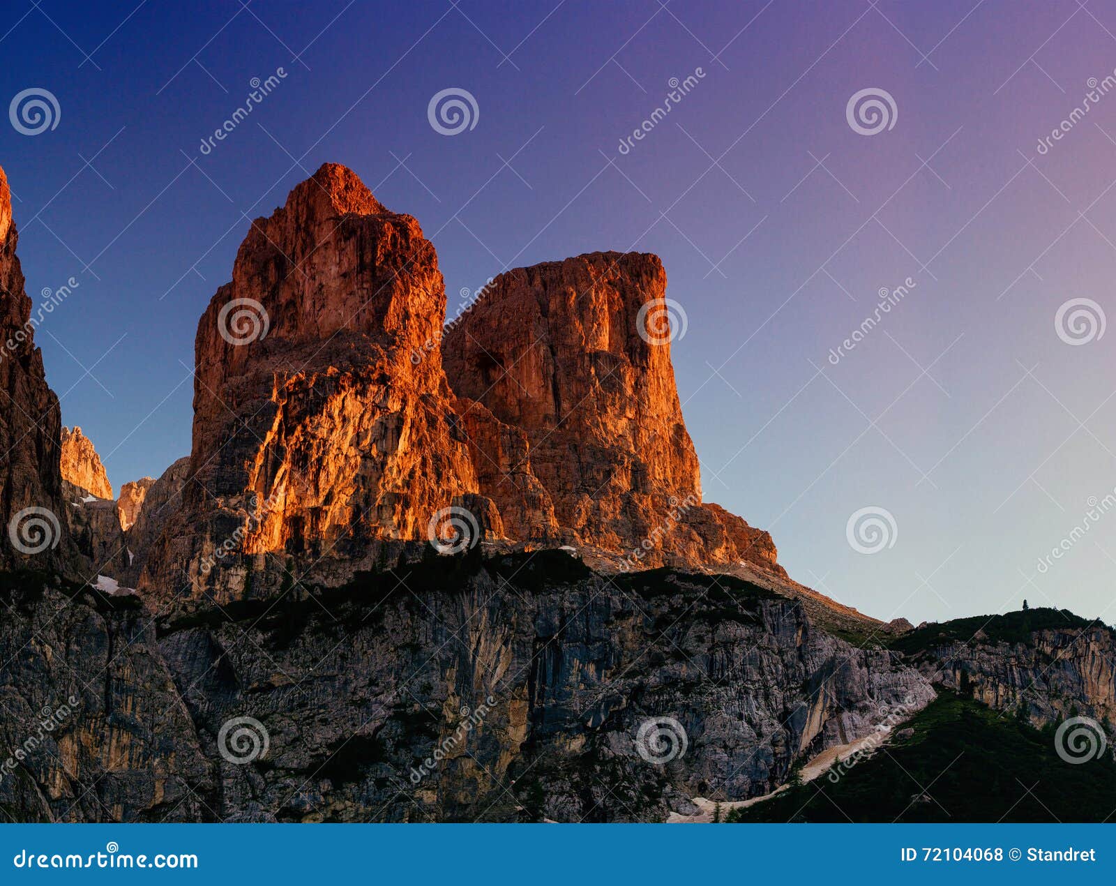 Rocky Mountains at Sunset.Dolomite Alps, Italy Stock Photo - Image of ...
