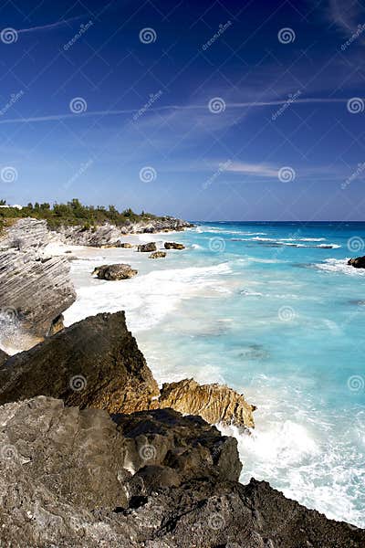 Rocky ocean shoreline stock photo. Image of feelings, palm - 1011710