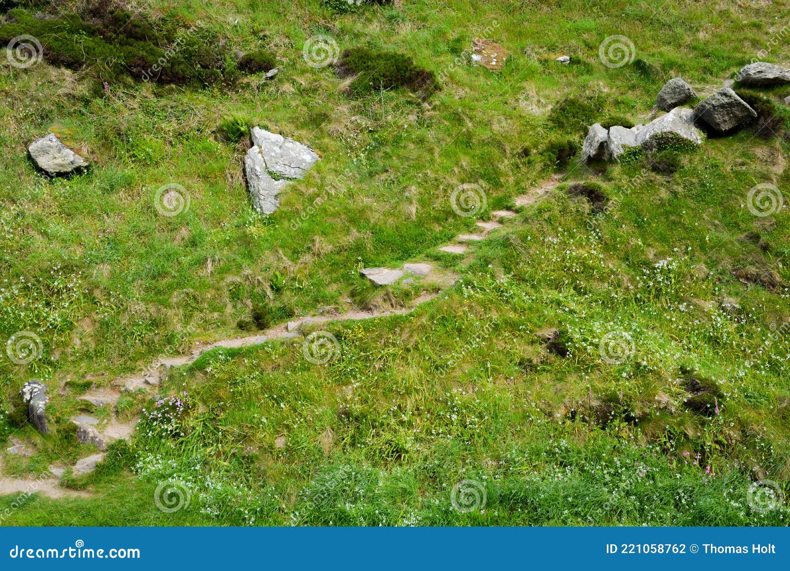A Rocky Pathway Crosses a Country Hillside Field Stock Photo - Image of ...
