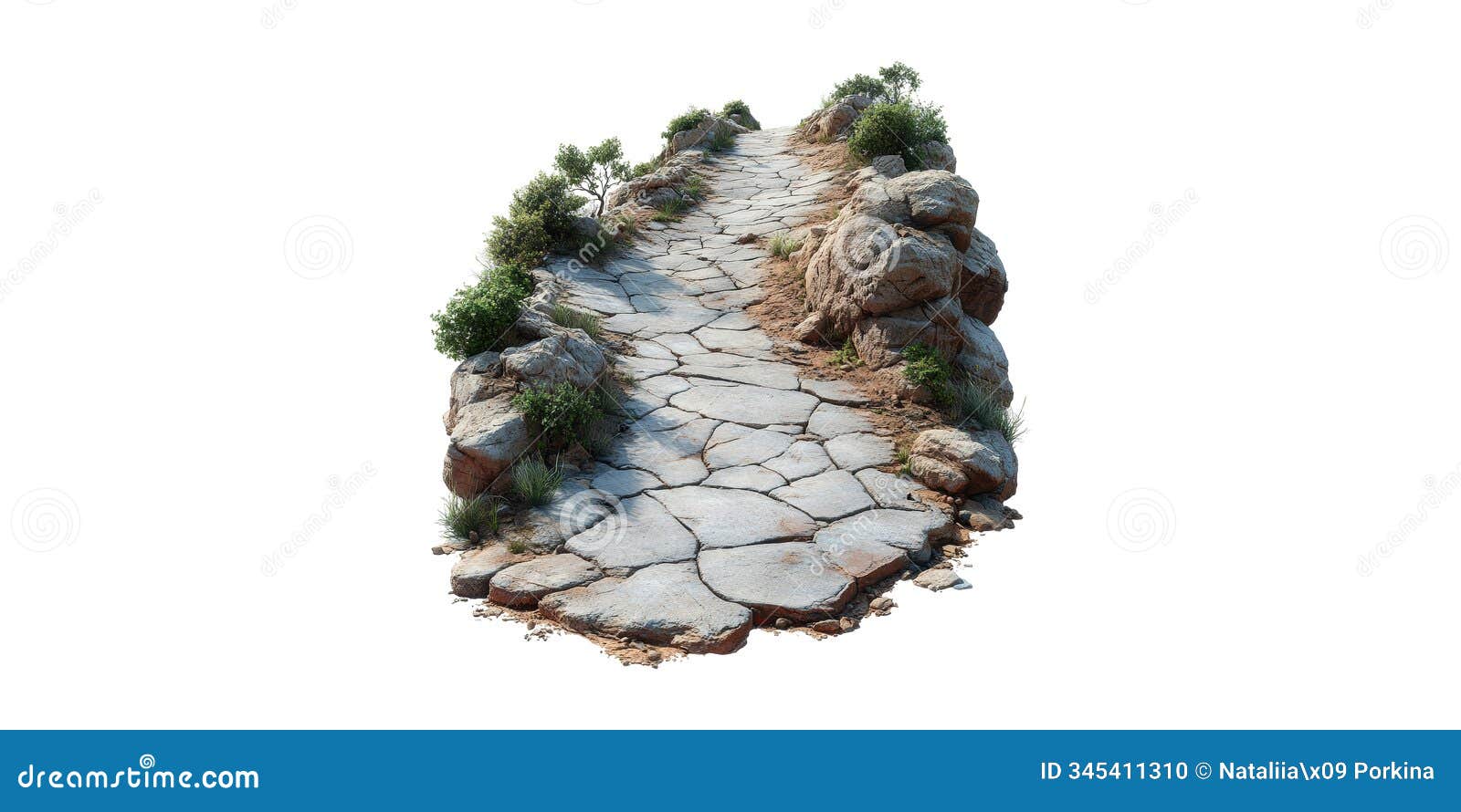 Rocky Pathway with Vegetation Isolated on Transparent Background Stock ...
