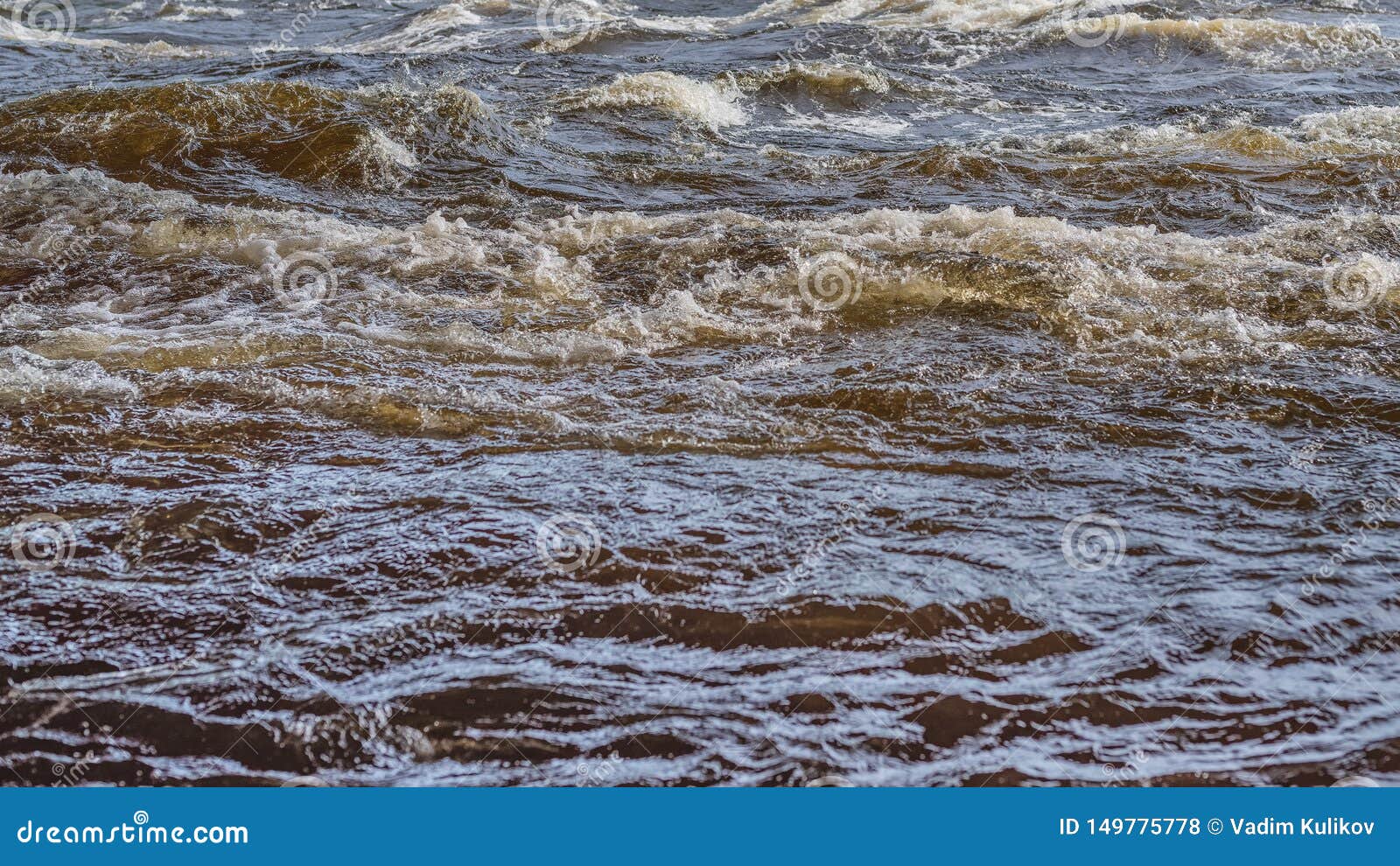 Rocky River with Fast Current. Streams of Water Seething Sweep Over the ...