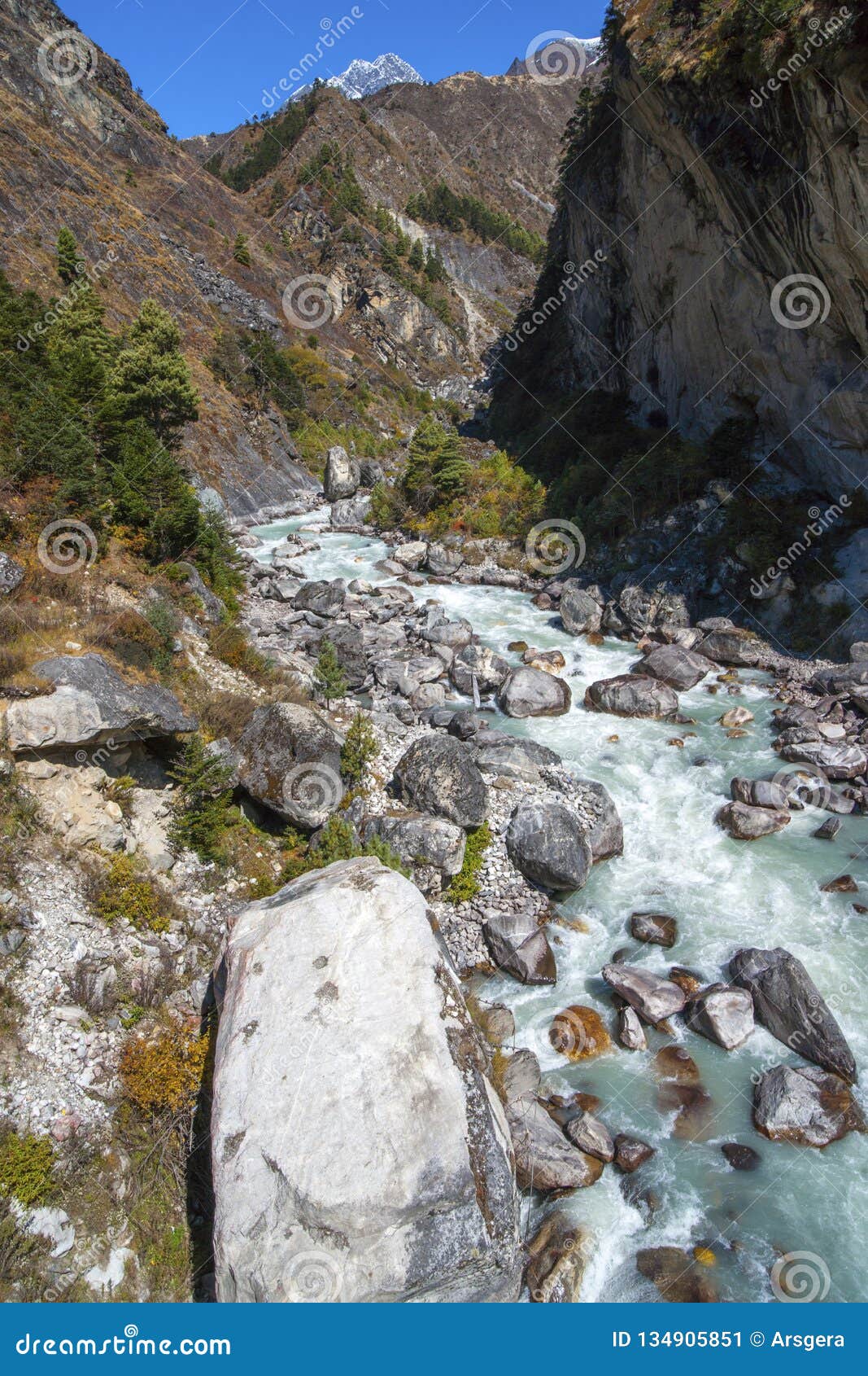 Rocky River or Stream in the Himalayas Stock Image - Image of mountains ...