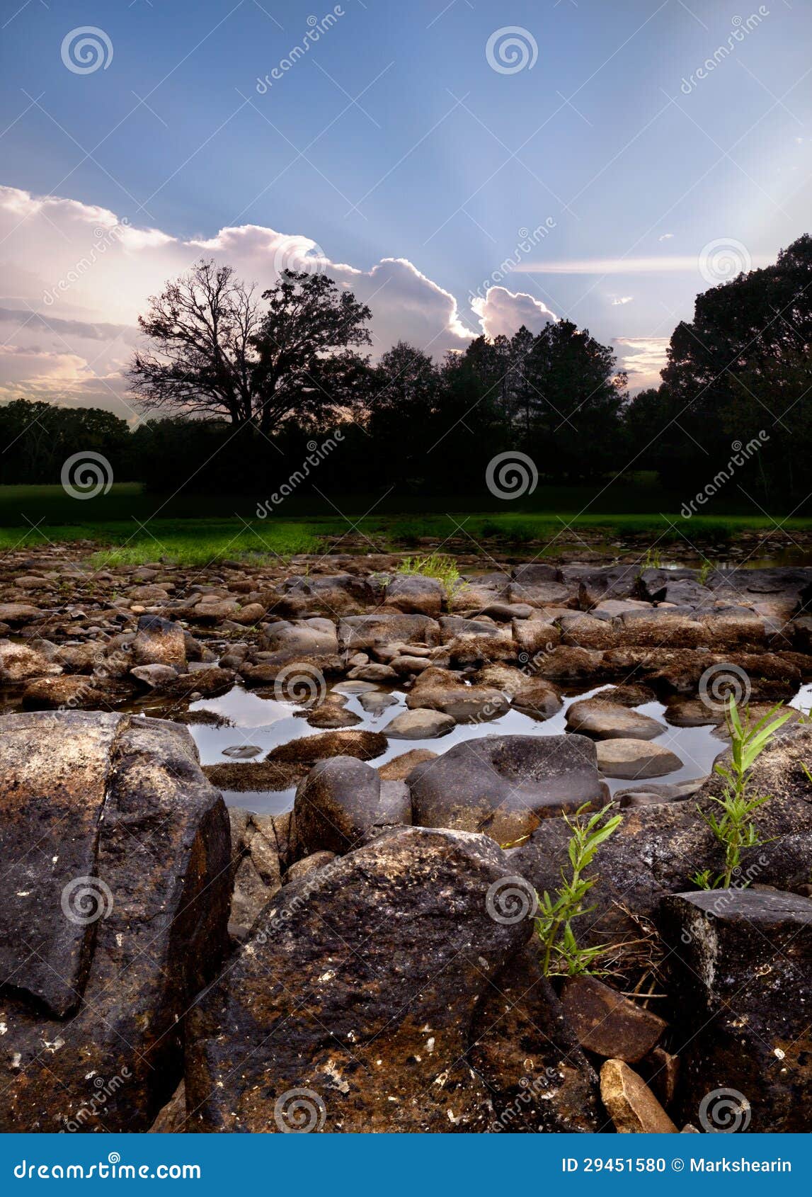 Rocky Riverbed Sunset stock photo. Image of river, summer - 29451580