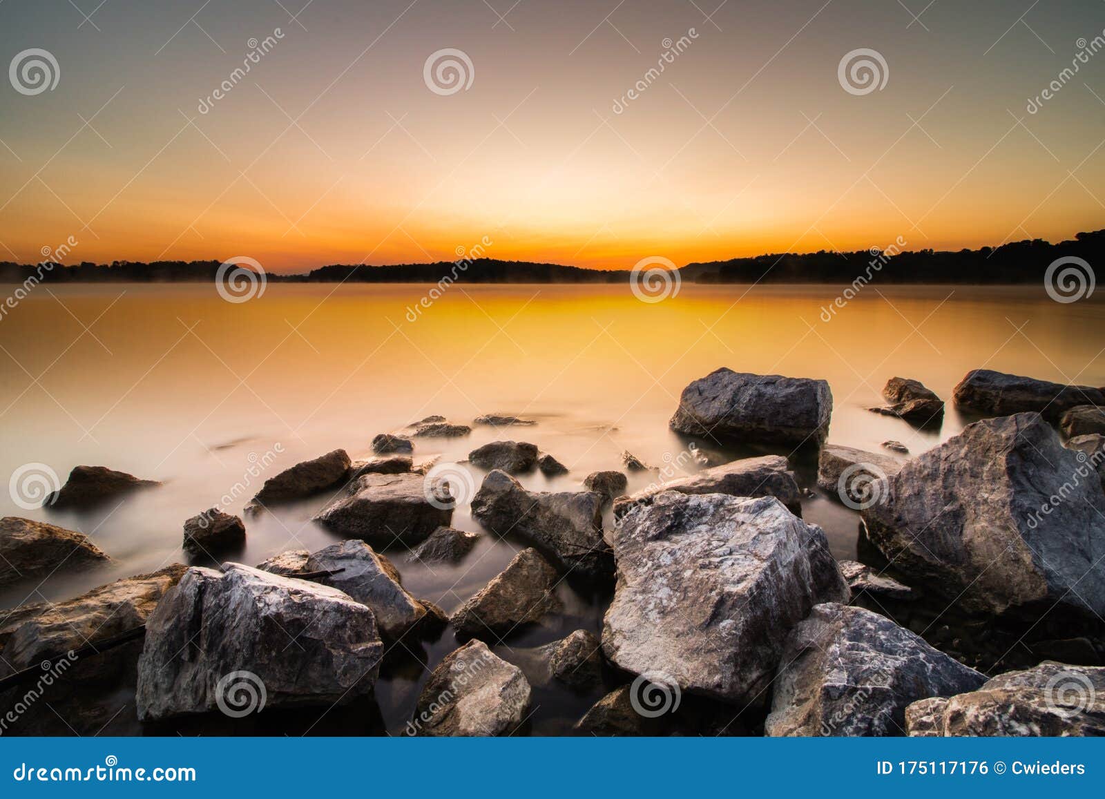 Sunrise at Blue Marsh Lake stock photo. Image of rural - 175117176