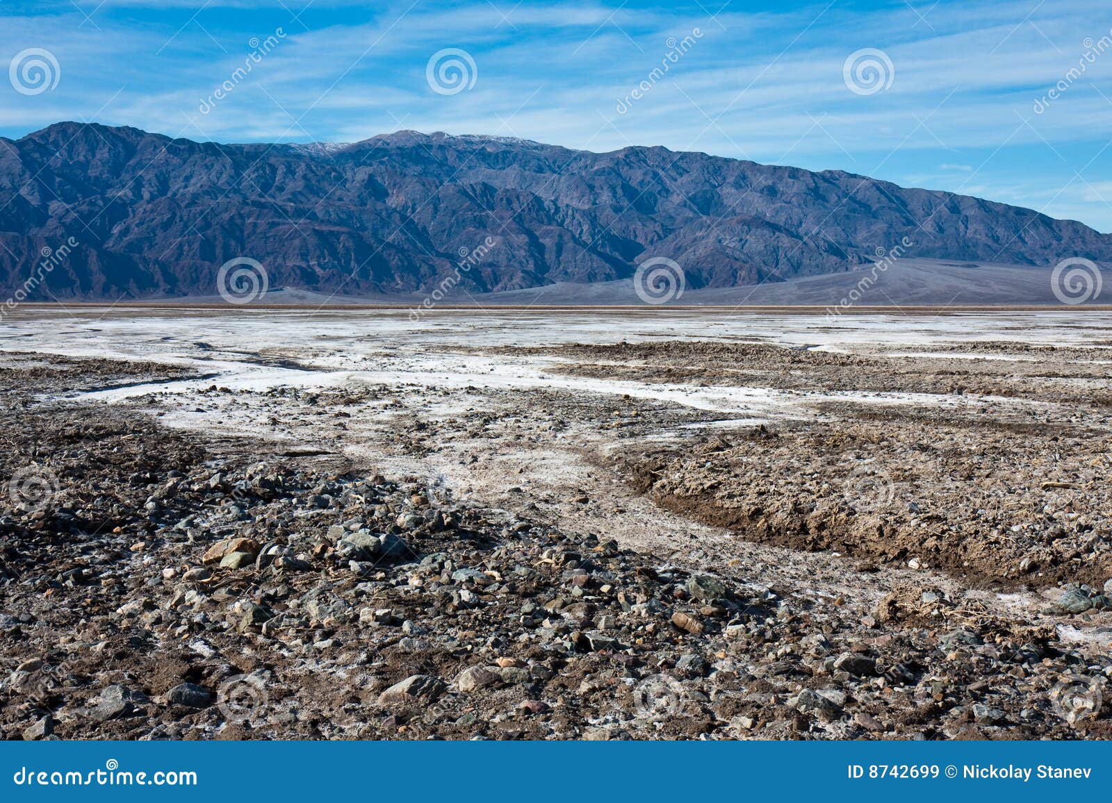 Rocky Salt Flats in Death Valley Stock Image - Image of cloud, rocky ...