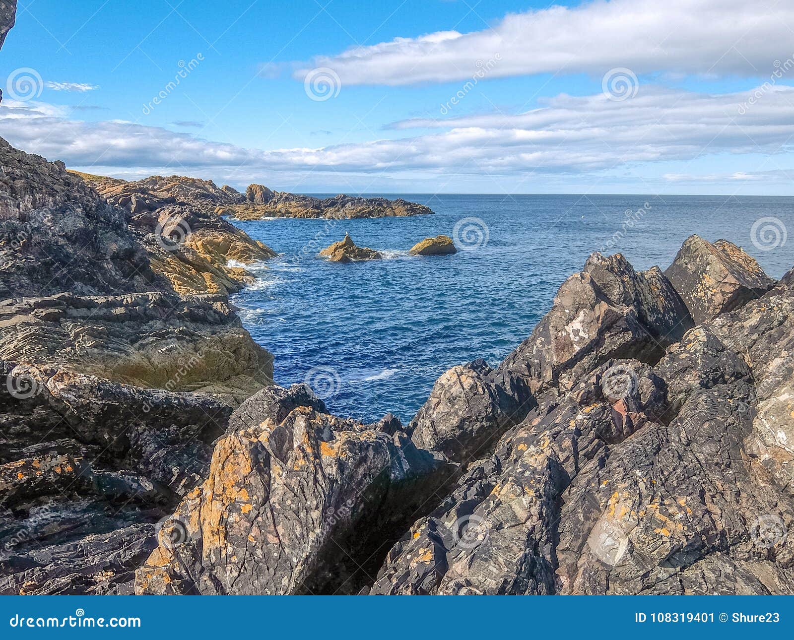 Rocky Scottish shore stock image. Image of calm, rock - 108319401
