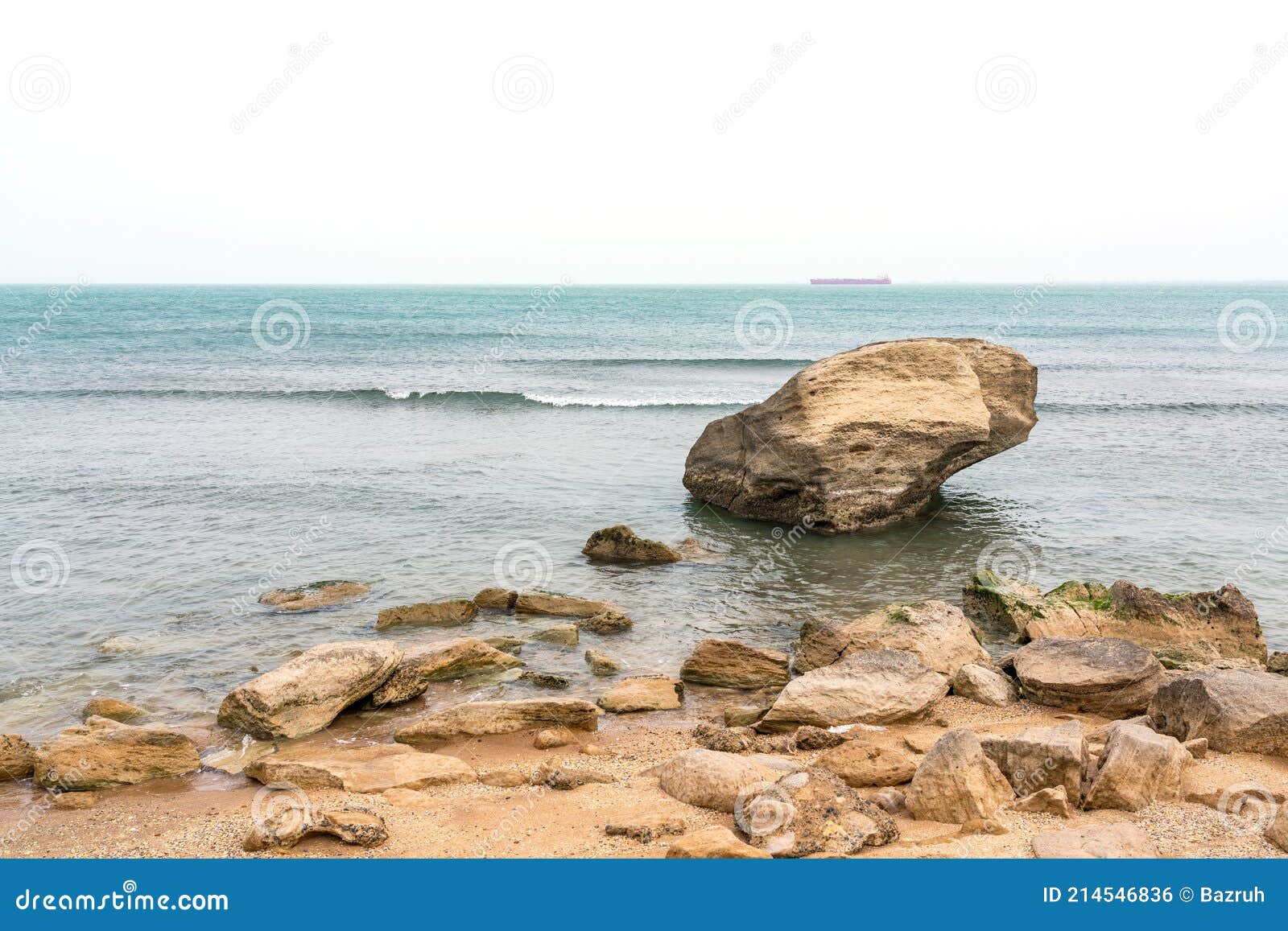 Rocky Sea Beach with Boulders Stock Photo - Image of travel, huge ...