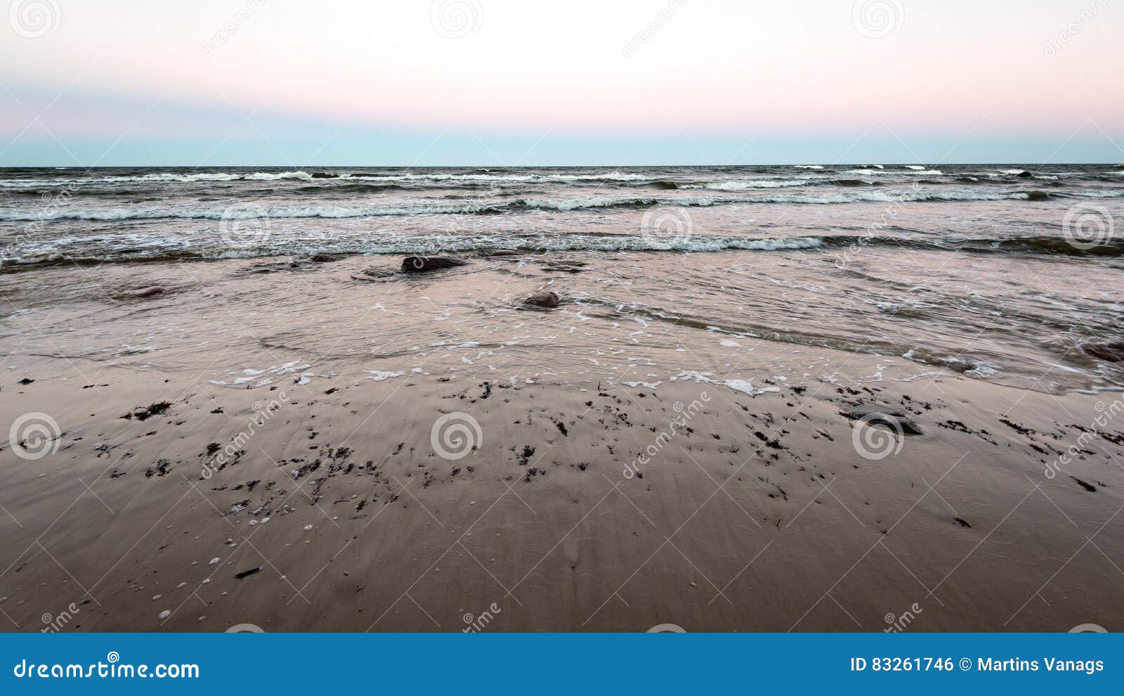 Rocky Sea Beach with Wide Angle Perspective Stock Photo - Image of ...
