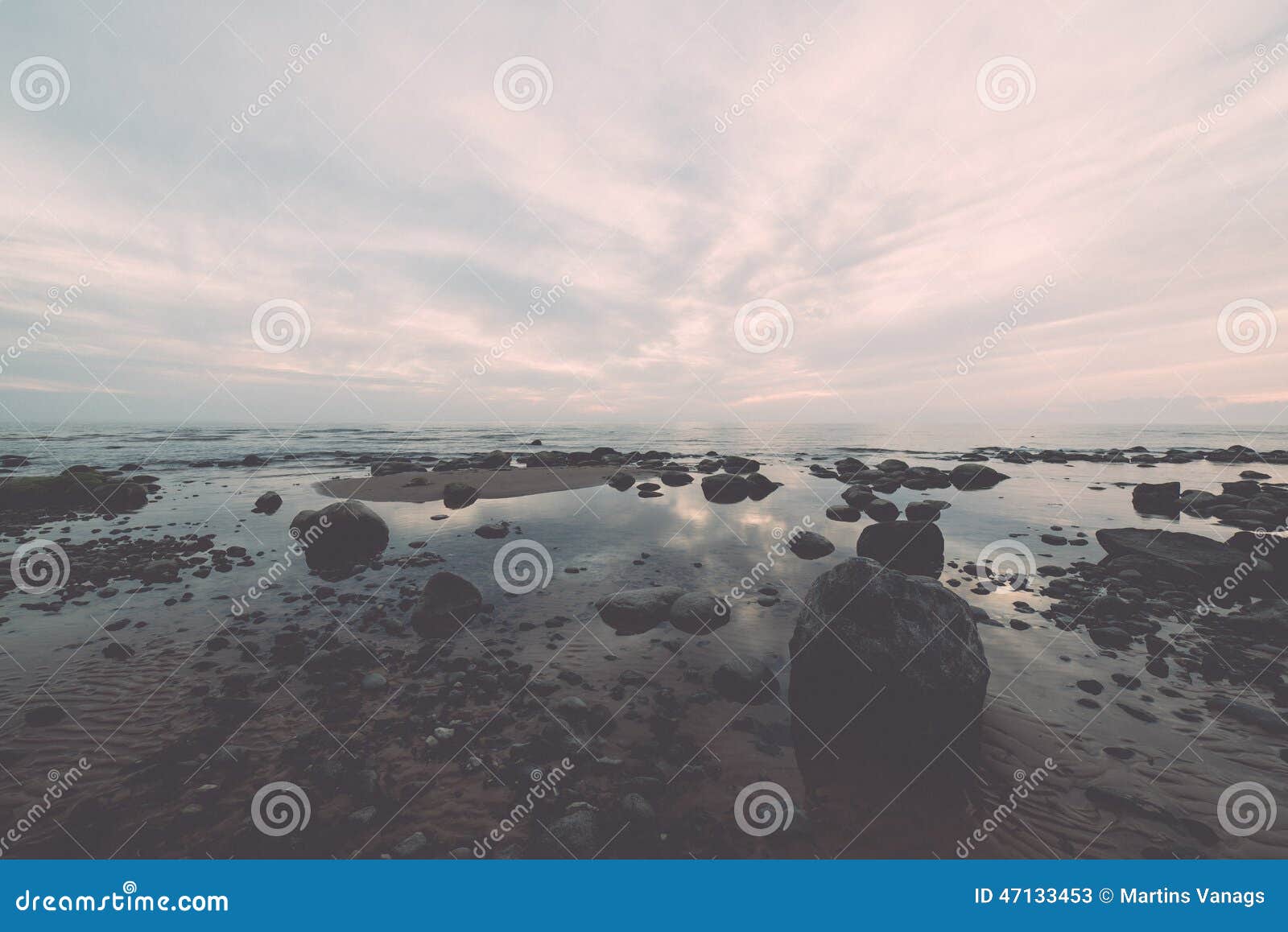 Rocky Sea Beach with Wide Angle Perspective Stock Image - Image of dawn ...