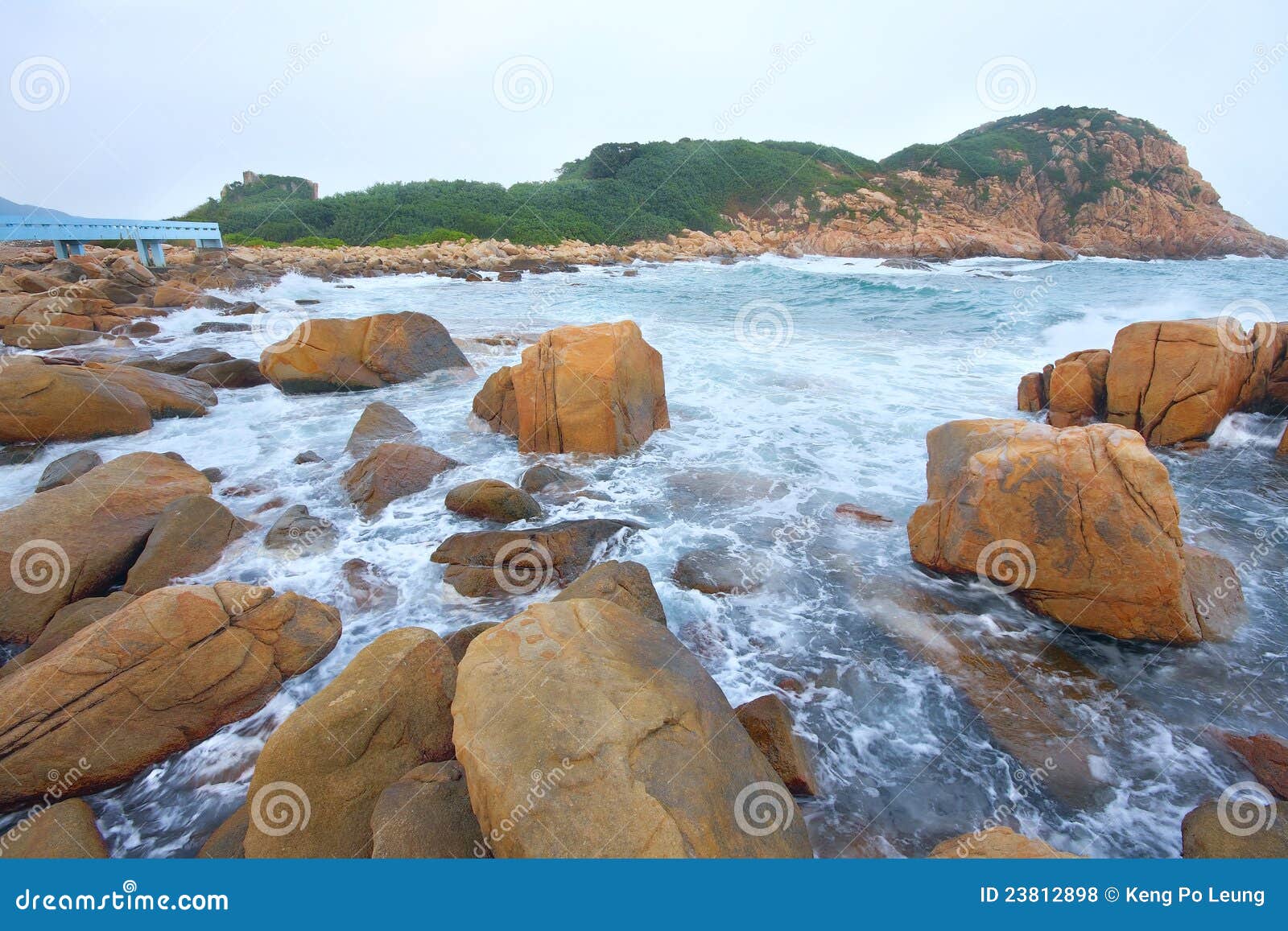 Rocky Sea Coast and Blurred Water in Shek O Stock Photo - Image of ...