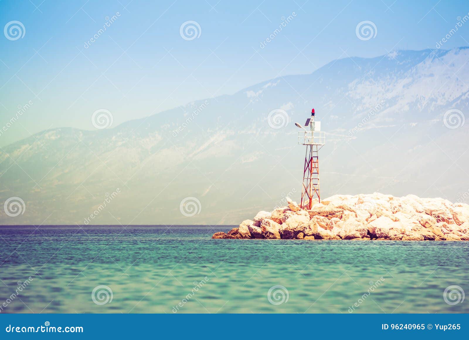 Rocky Sea Shore with Beacon Stock Image - Image of marine, landmark ...