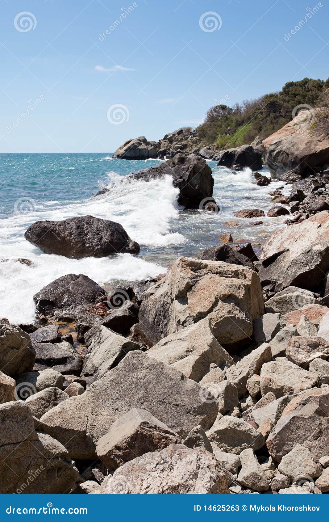 Rocky Seashore at the Black Sea Stock Image - Image of blue, horizon ...