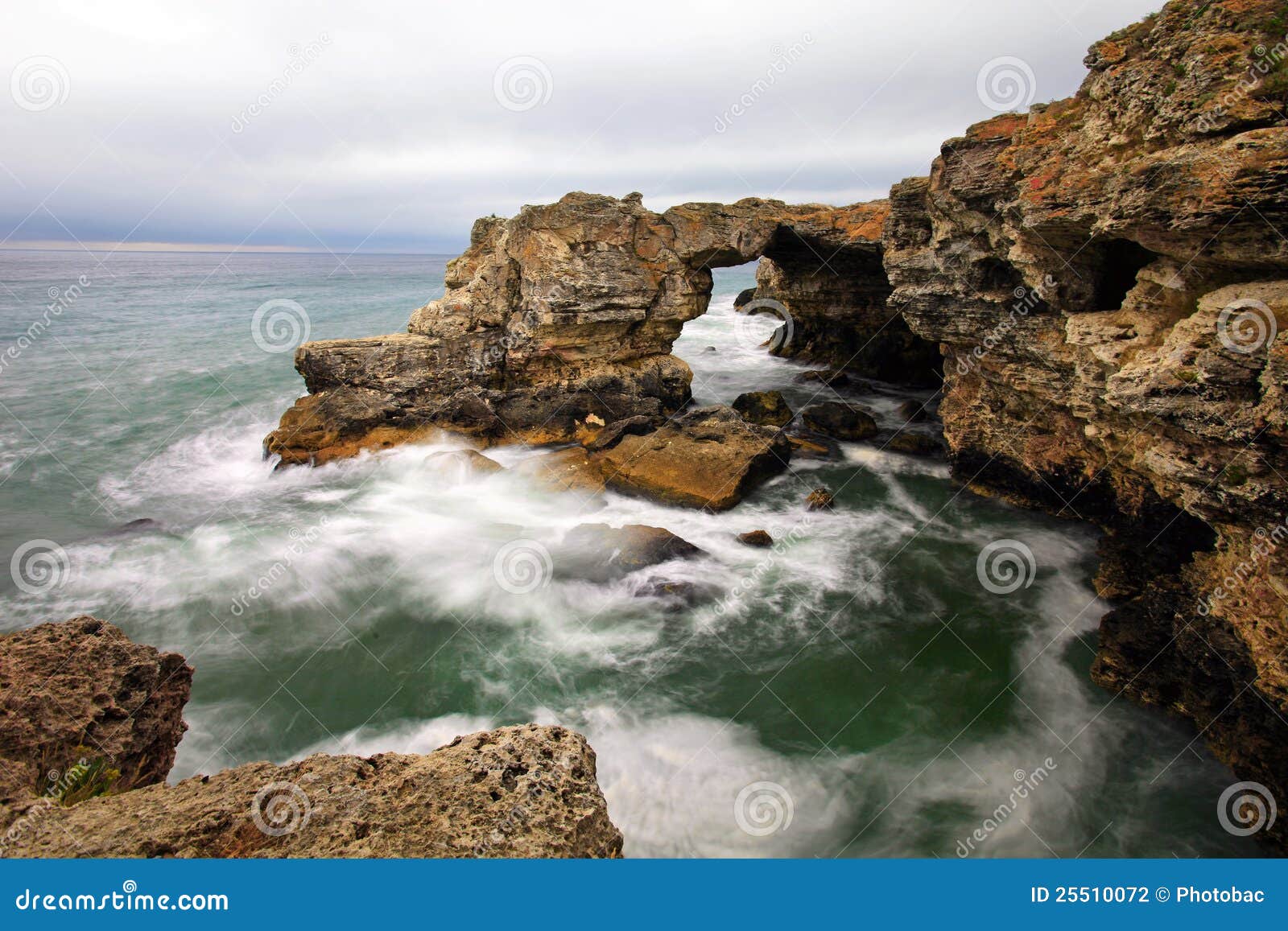 Rocky Seashore on Gloomy Day Stock Photo - Image of nature, cloudy ...