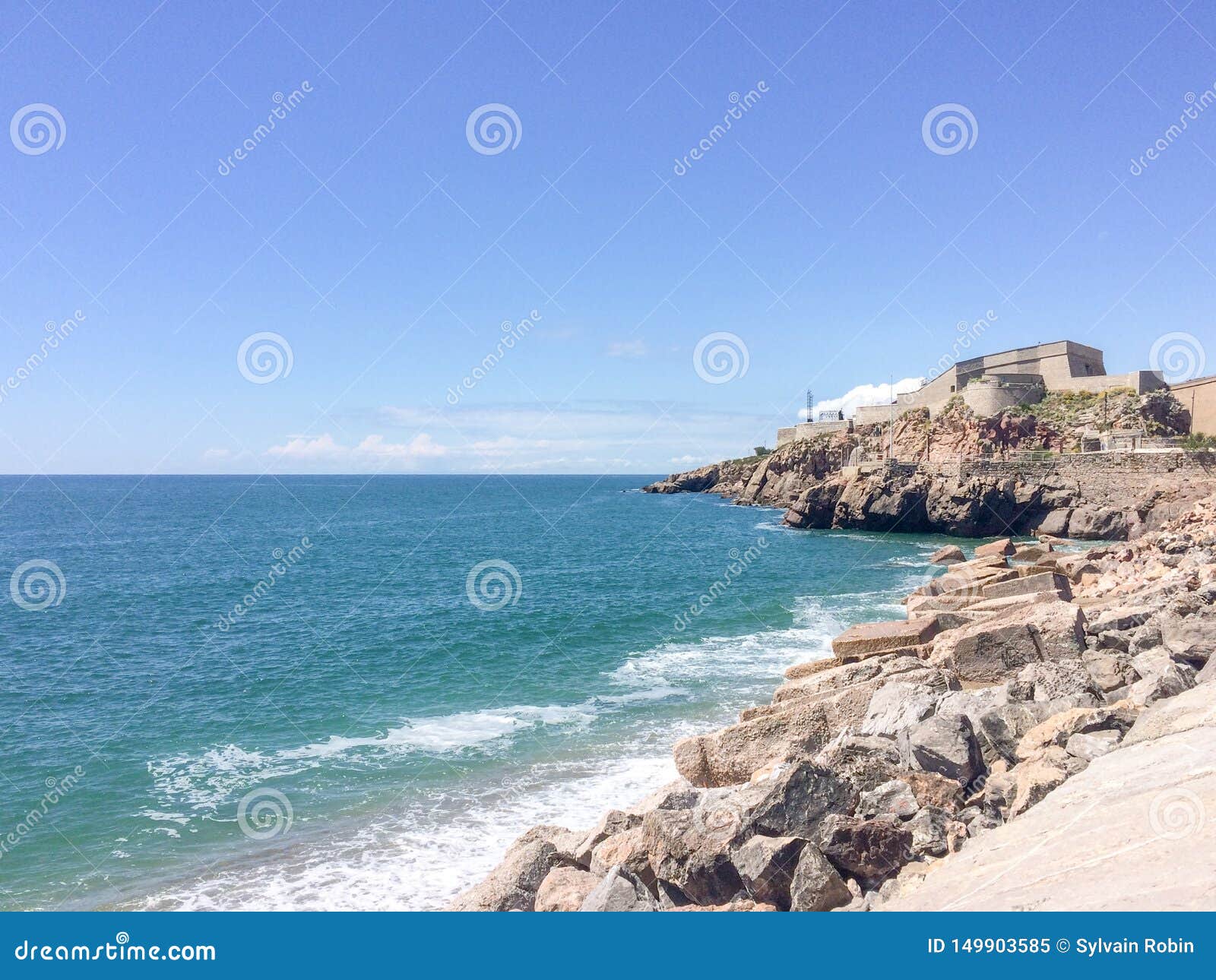 Rocky Shore in Mediterranean Sea Pyrenees Orientales Stock Image ...