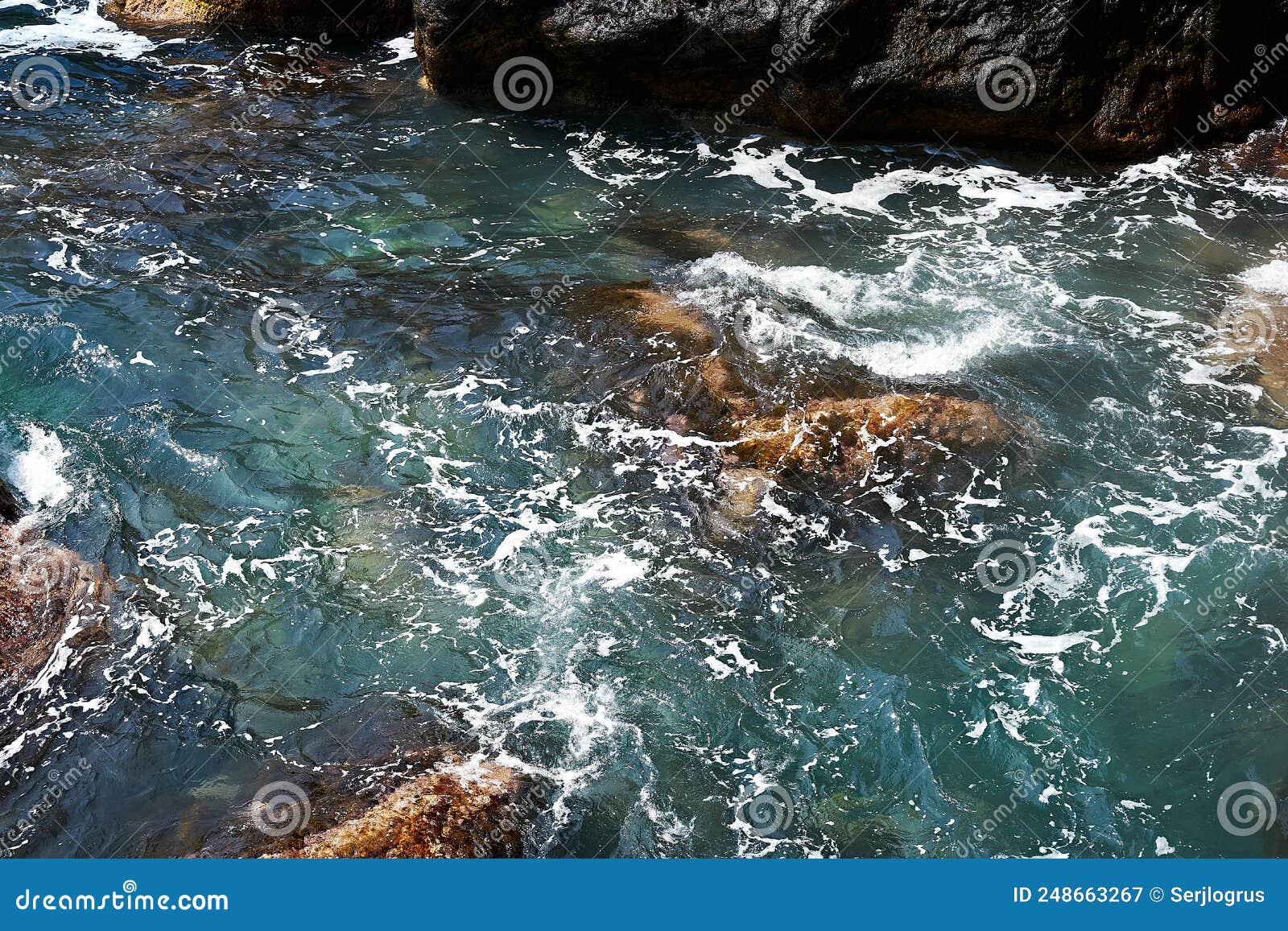 Rocky shore. Tidal bore stock image. Image of shoreline - 248663267