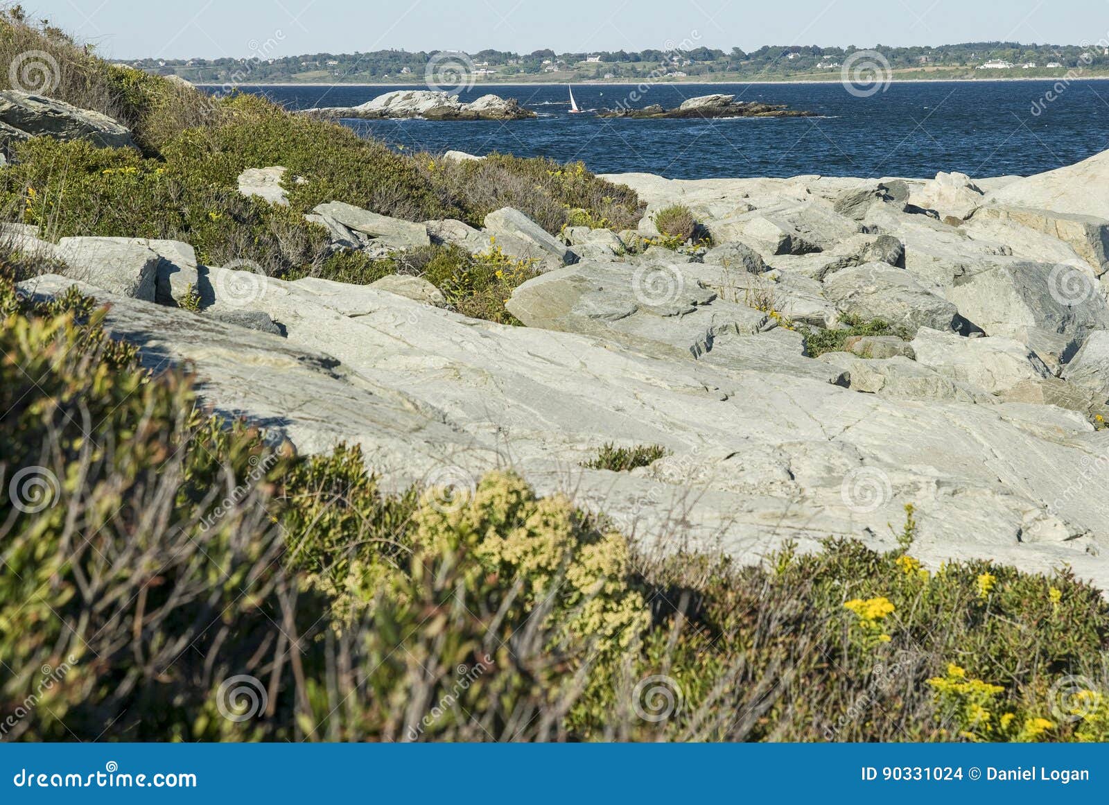 Rocky Shoreline at Sachuest Point Stock Photo - Image of summer, harbor ...