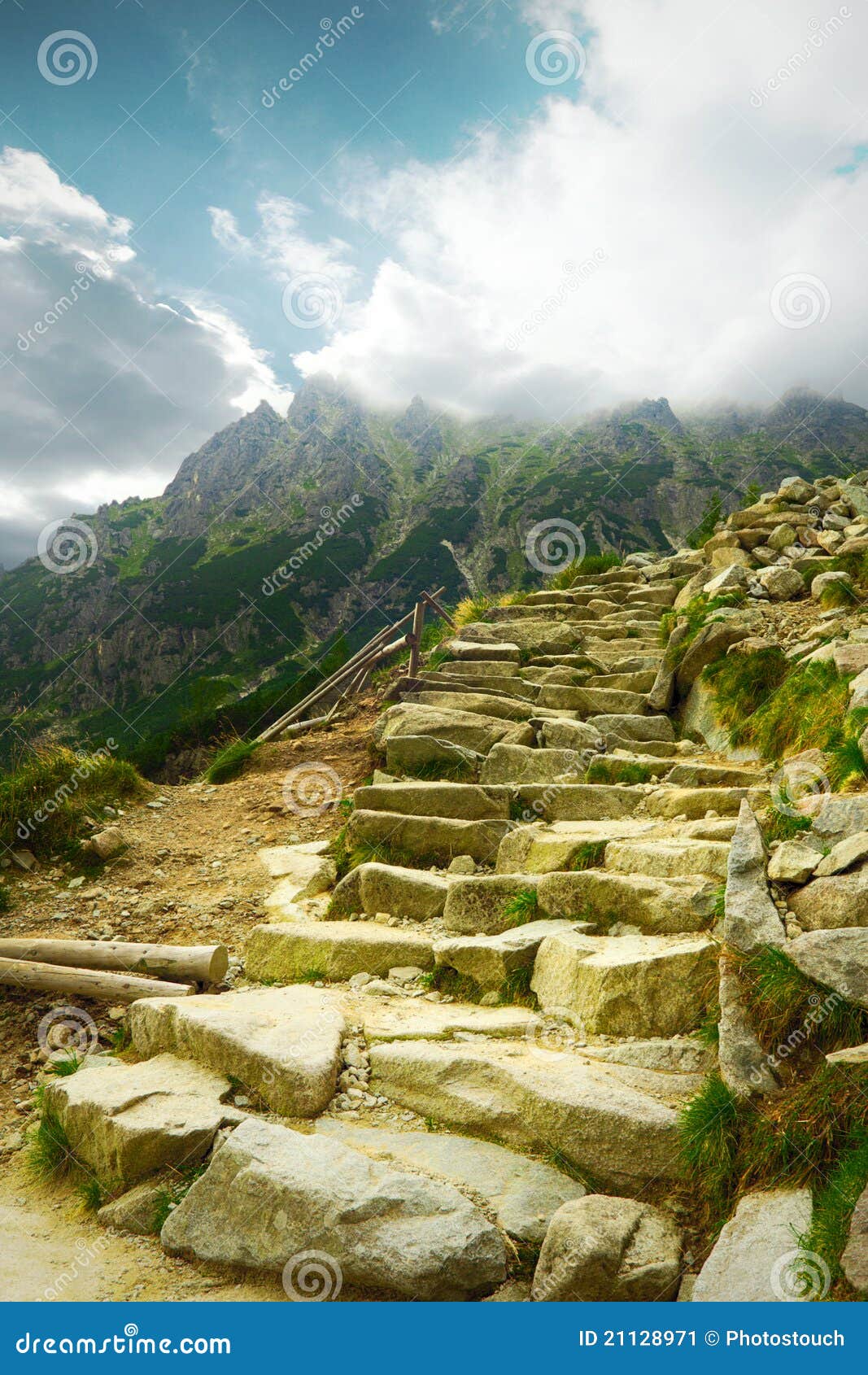 Rocky Stairs on High Mountains Stock Image - Image of light, climbing ...