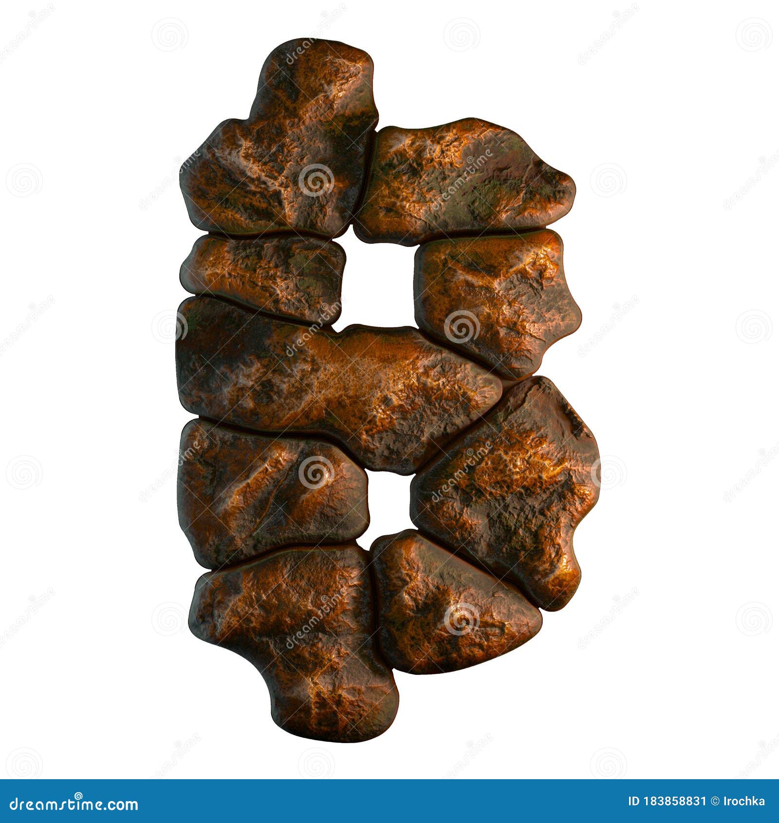 Rocky Symbol Right Arrow. Font Of Stone On Black Background. 3d Royalty ...