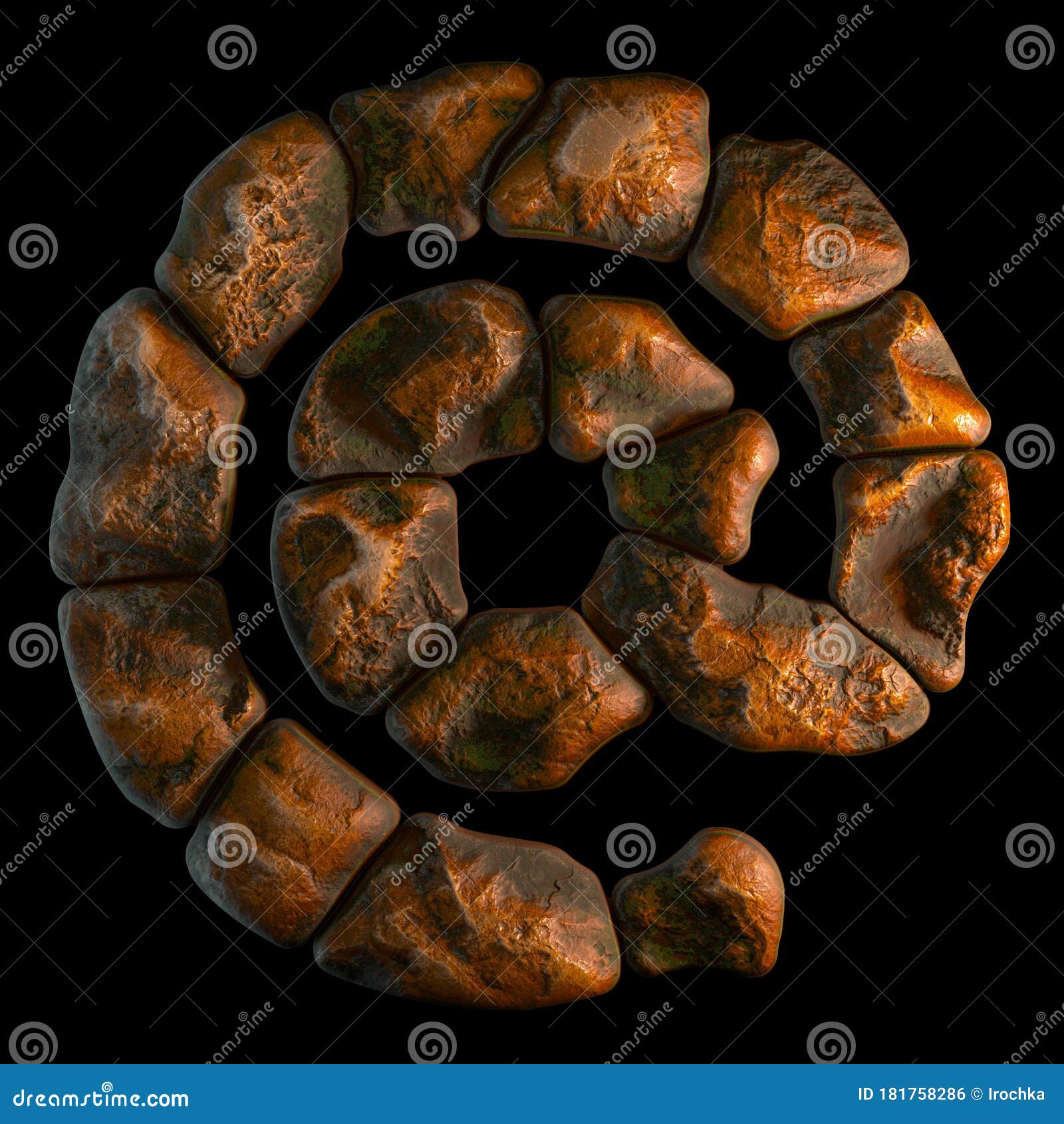 Rocky Symbol at. Font of Stone on Black Background Stock Illustration ...