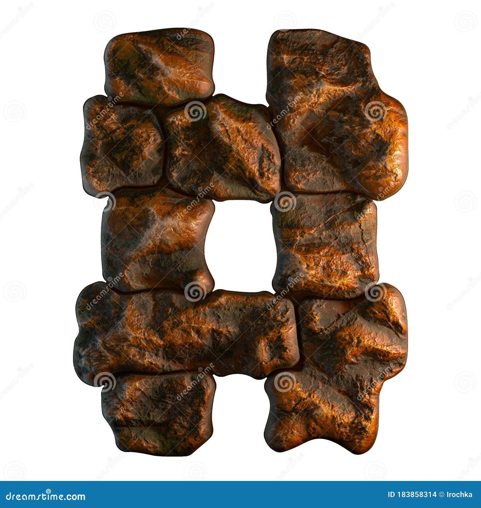 Symbol Hash Made Of Leather. 3D Render Font With Skin Texture On White ...