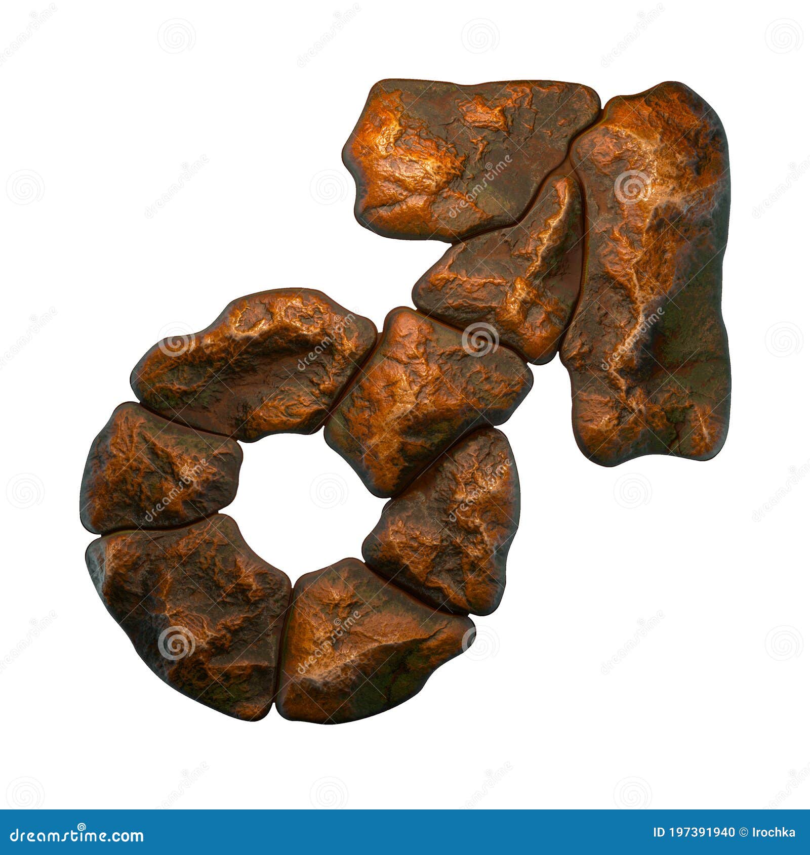 Rocky Symbol At. Font Of Stone On White Background. 3d Stock Image ...