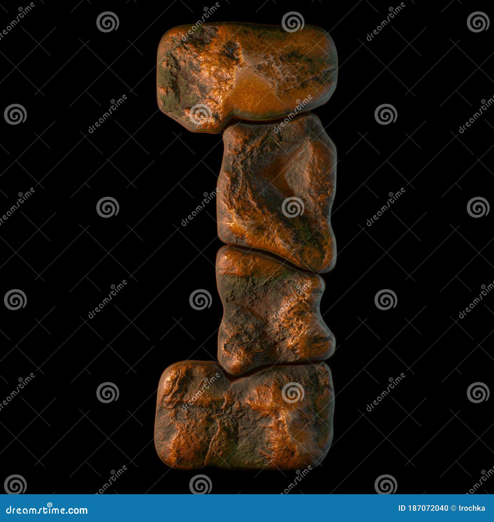 Rocky Symbol Right Square Bracket. Font Of Stone On Black Background ...