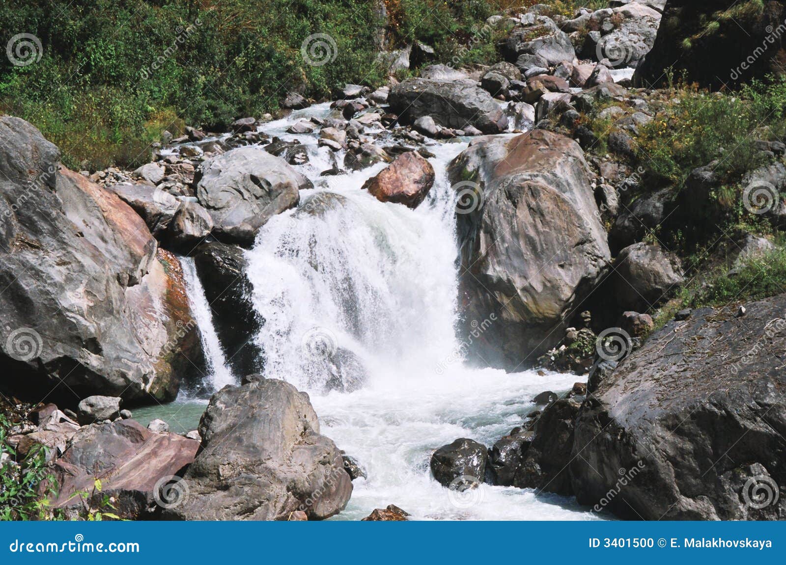 Rocky waterfall stock photo. Image of cascades, trees - 3401500