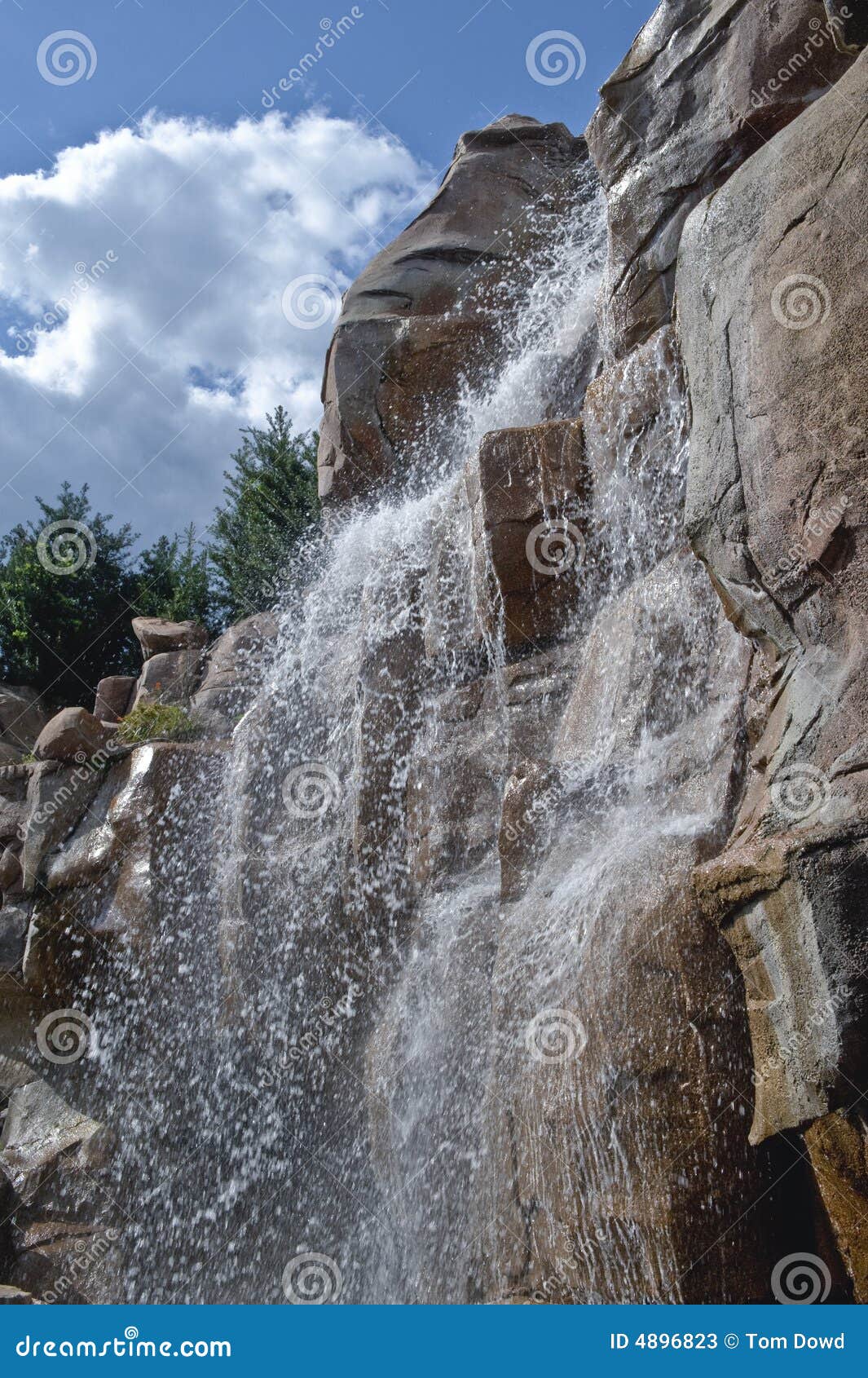 Rocky Waterfall stock image. Image of cloudy, drops, flowing - 4896823