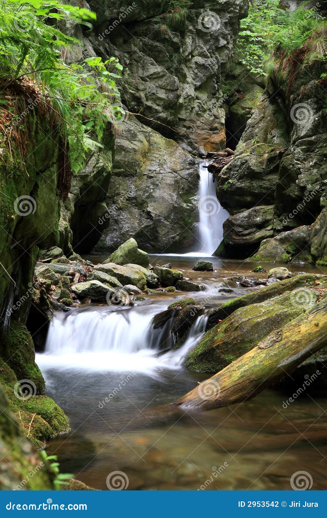 Rocky Waterfall in Countryside Stock Photo - Image of slow, leafy: 2953542