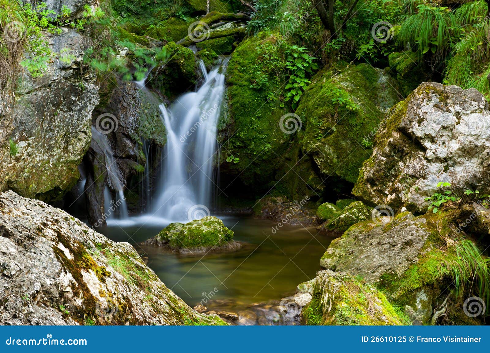 Rocky waterfall and pool stock image. Image of wilderness - 26610125