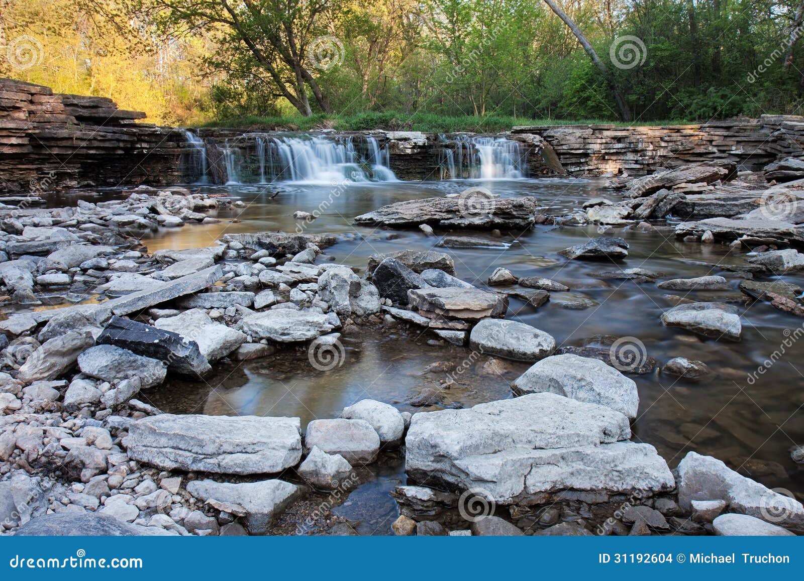 Rocky Waterfall stock photo. Image of stream, yellow - 31192604