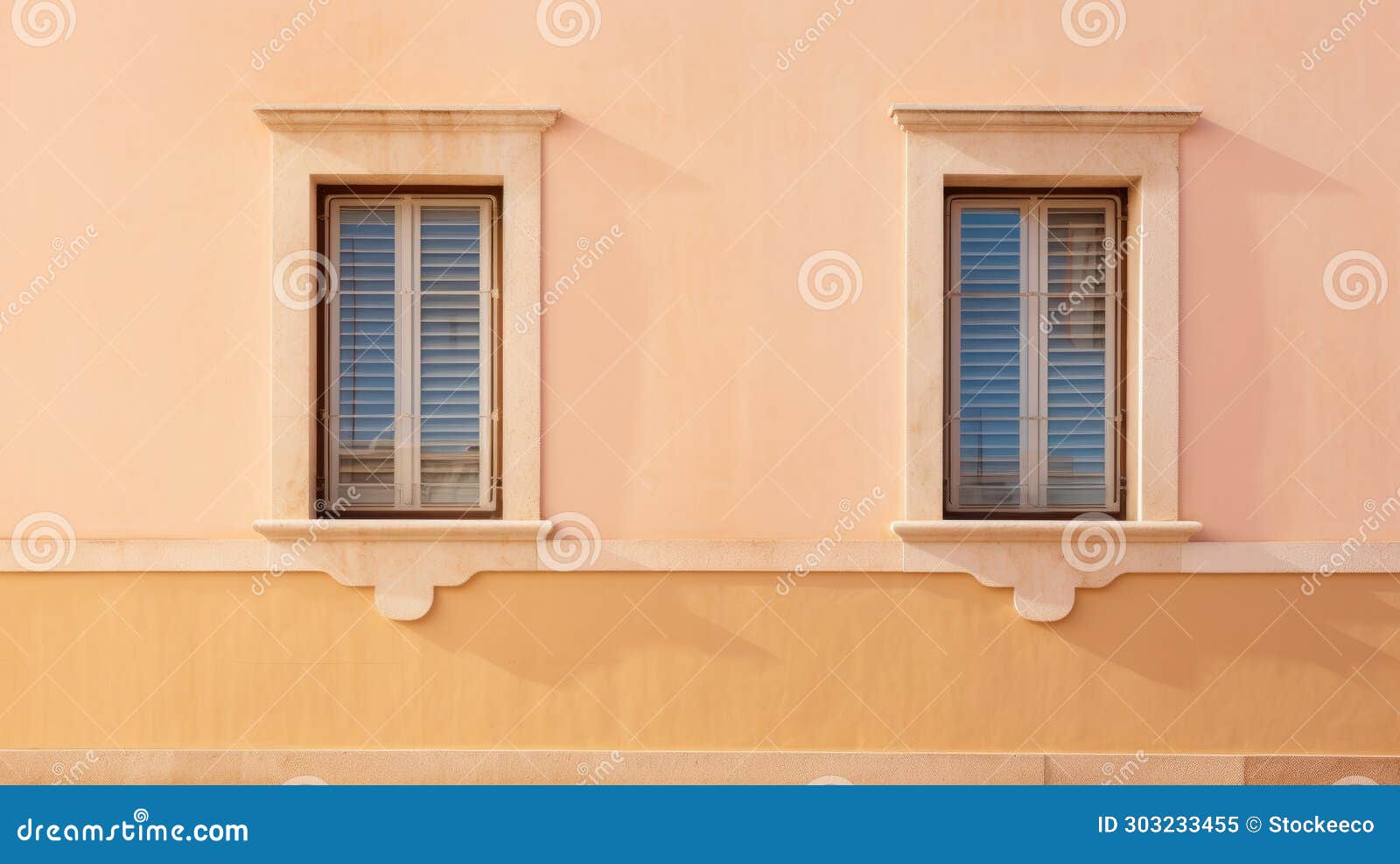 Rococo Architecture: Light Pink Windows with Shutters in Mediterranean ...