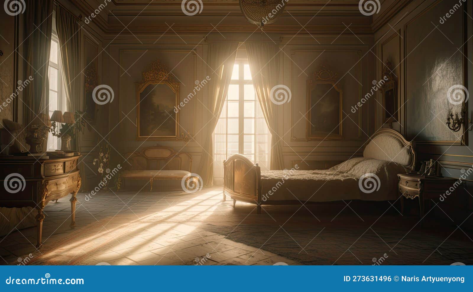 Rococo Bedroom Illustration by Generative AI Stock Illustration ...