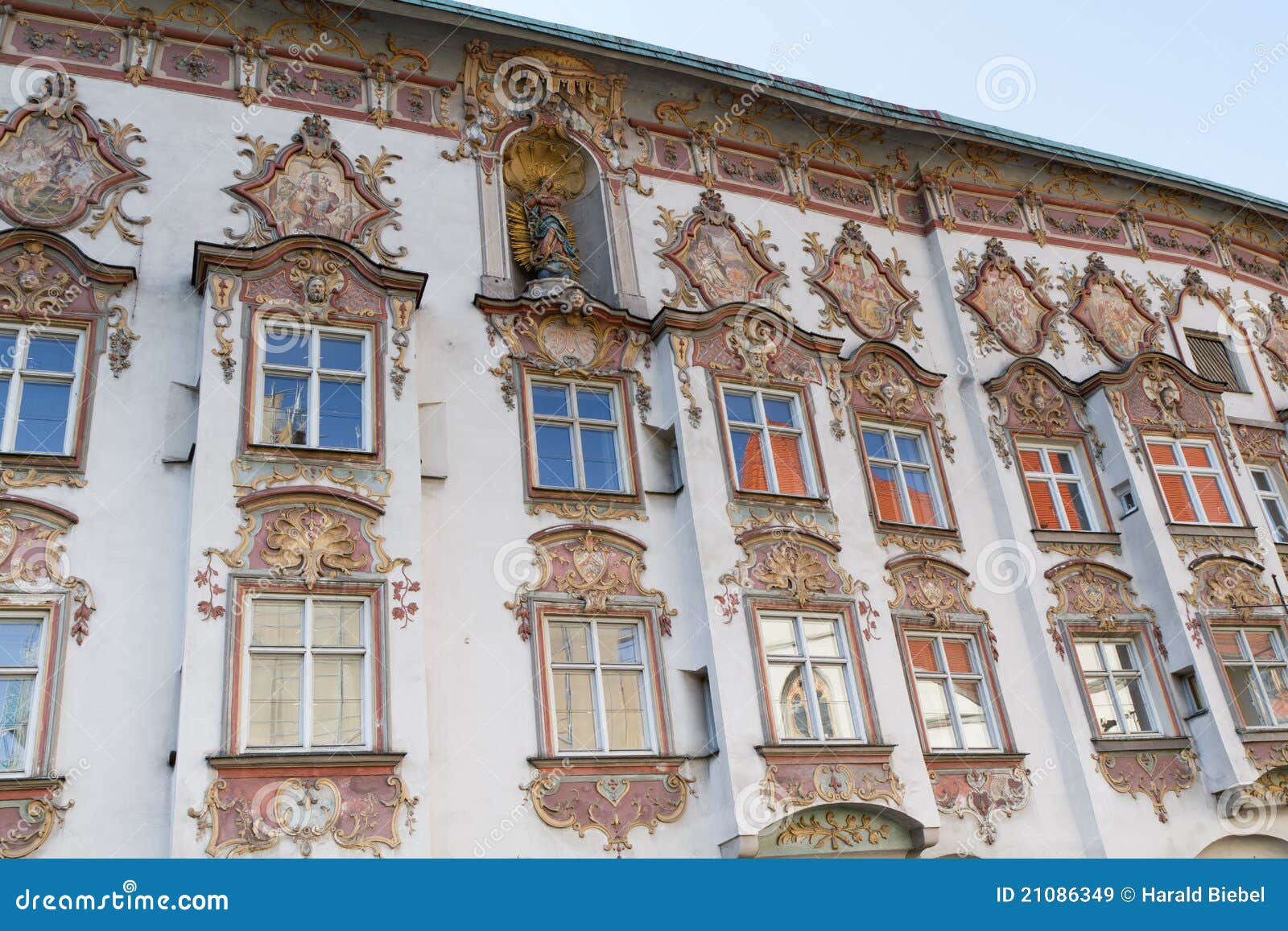 Rococo Facade in the Town of Wasserburg, Bavaria Stock Image - Image of ...