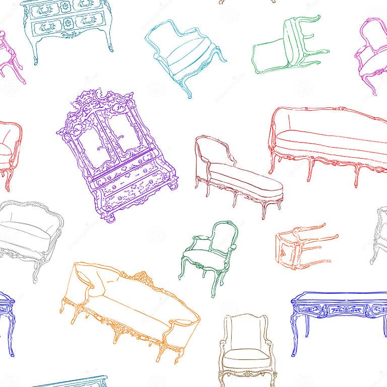 Rococo furniture pattern stock vector. Illustration of ancient - 23321987