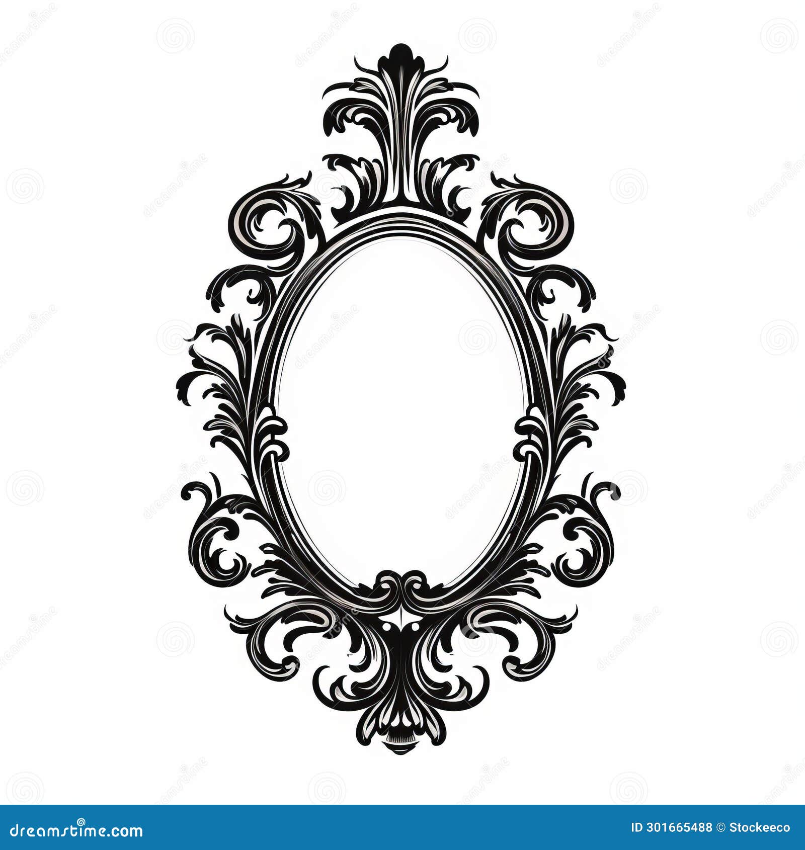 Rococo-inspired Oval Frame: Feminine Sticker Art with Rusticcore ...