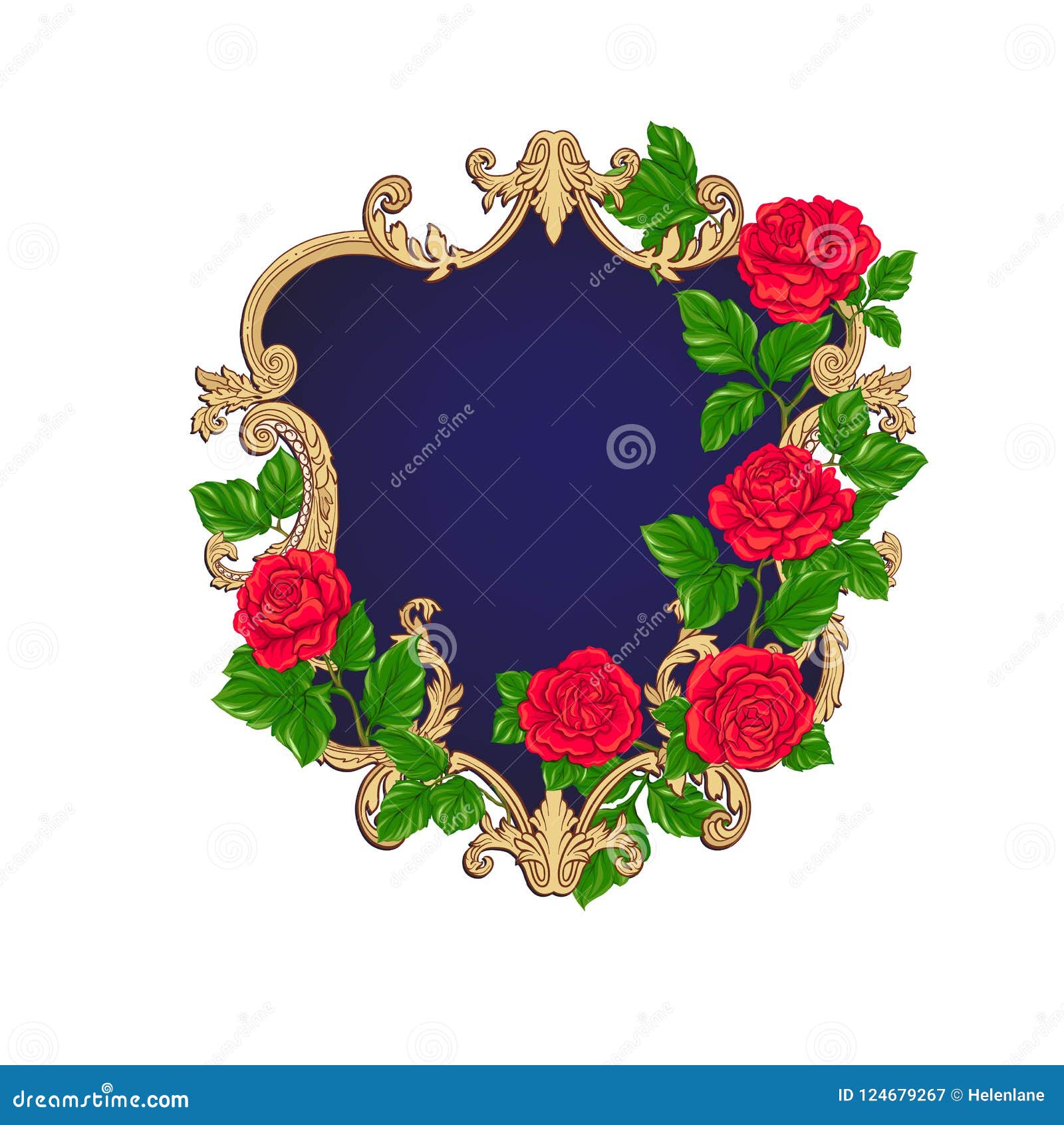 Rococo Reach Decorative Frame with Pinkroses and Space for Text Stock ...
