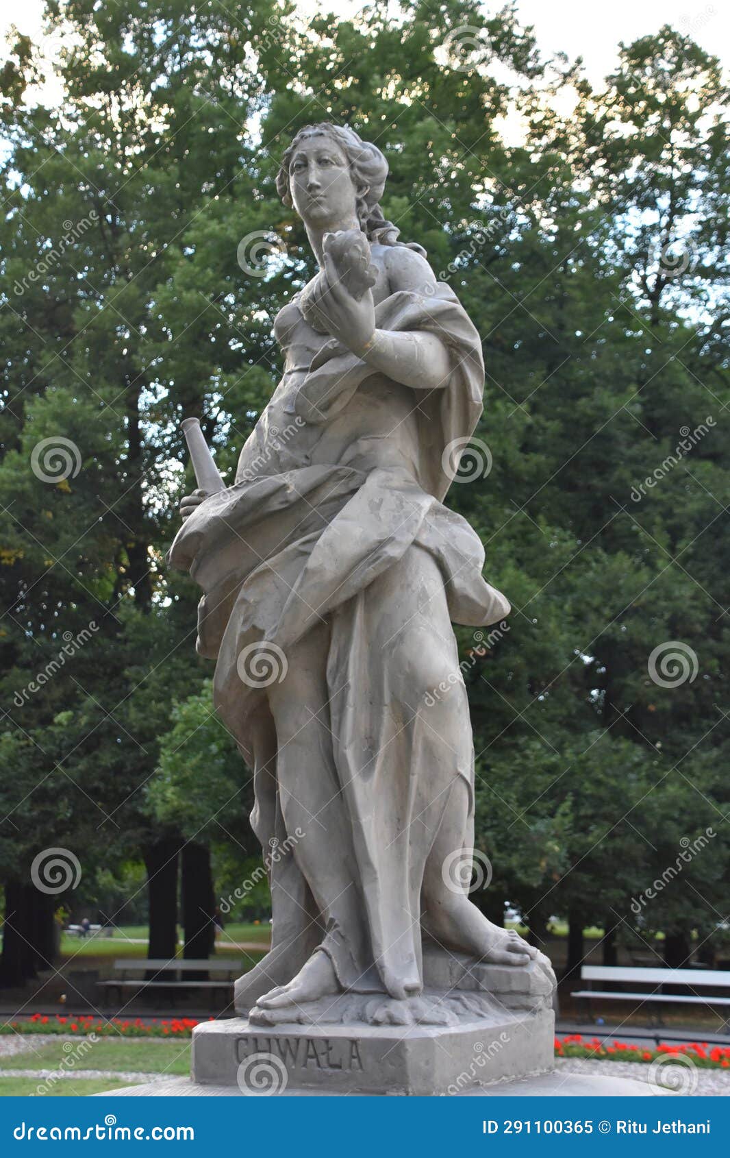 Rococo Sandstone Sculptures At The Saxon Gardens In Warsaw Poland