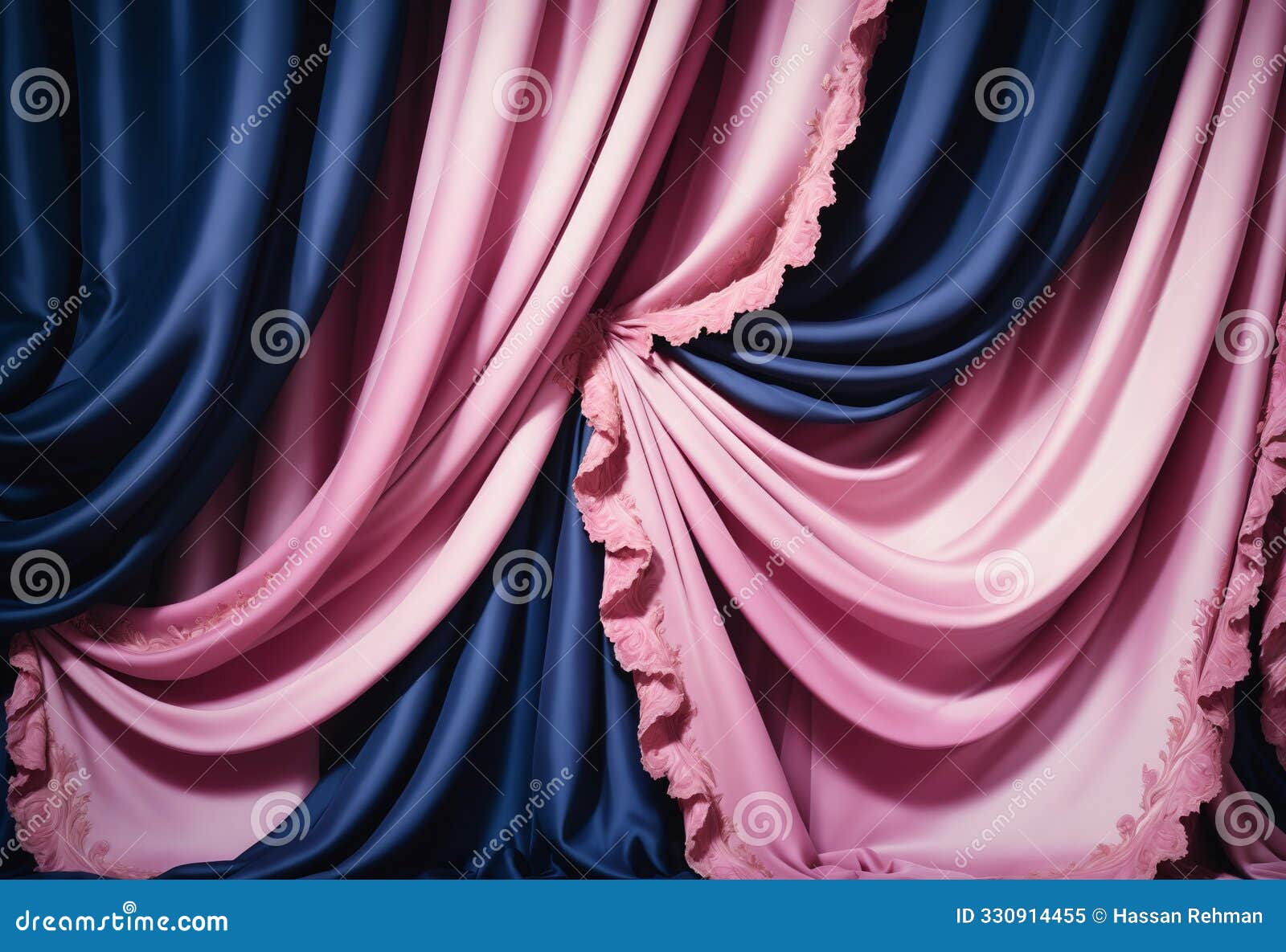 Rococo Style Beautiful Drapery of Navy Blue and Pink Fabric Stock ...