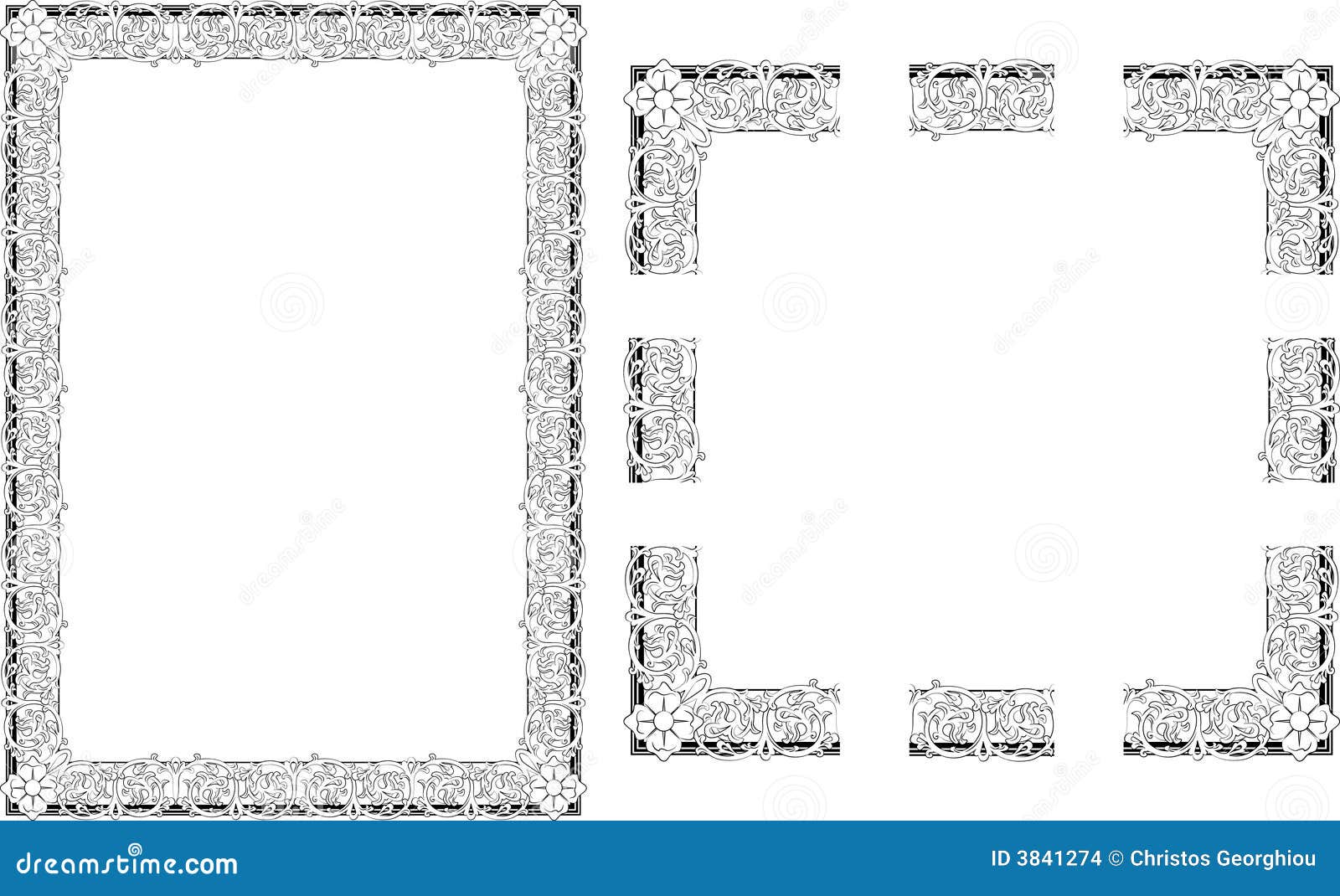 Rococo Style border frame stock vector. Illustration of curve - 3841274