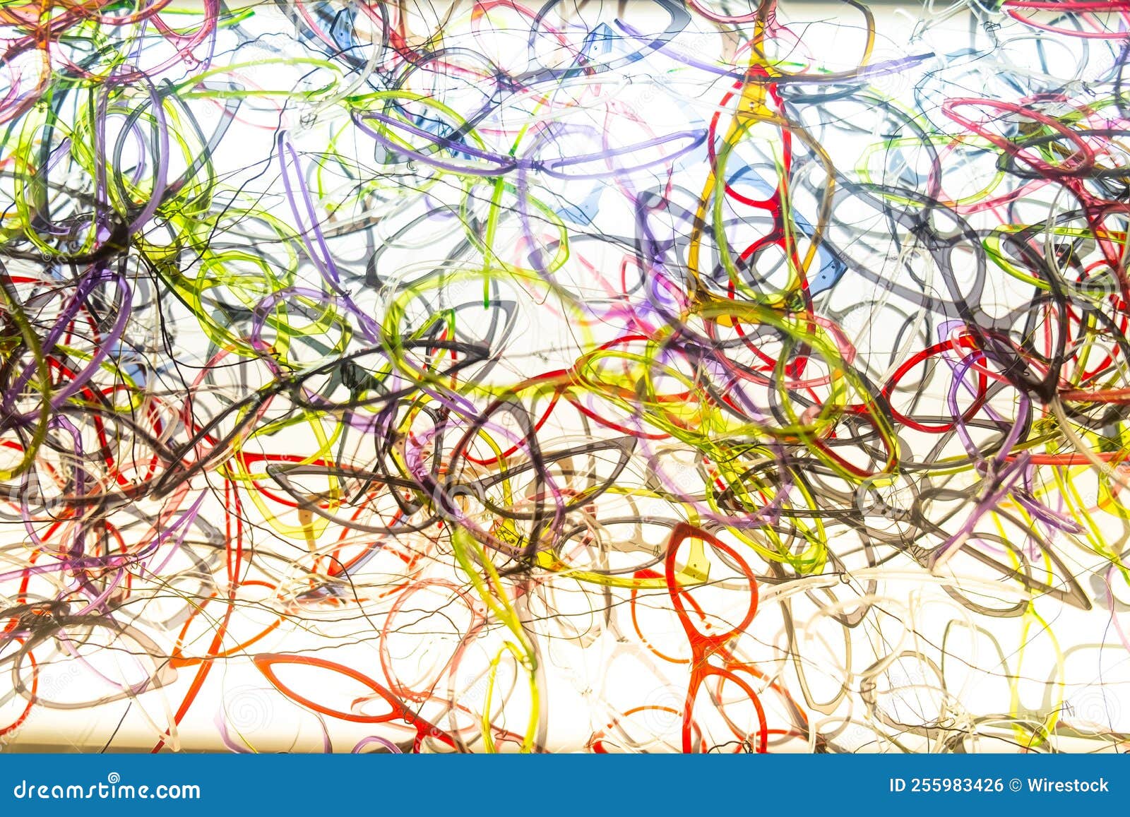 Rod Abstract with Colorful Glass Frames on the White Background Stock ...