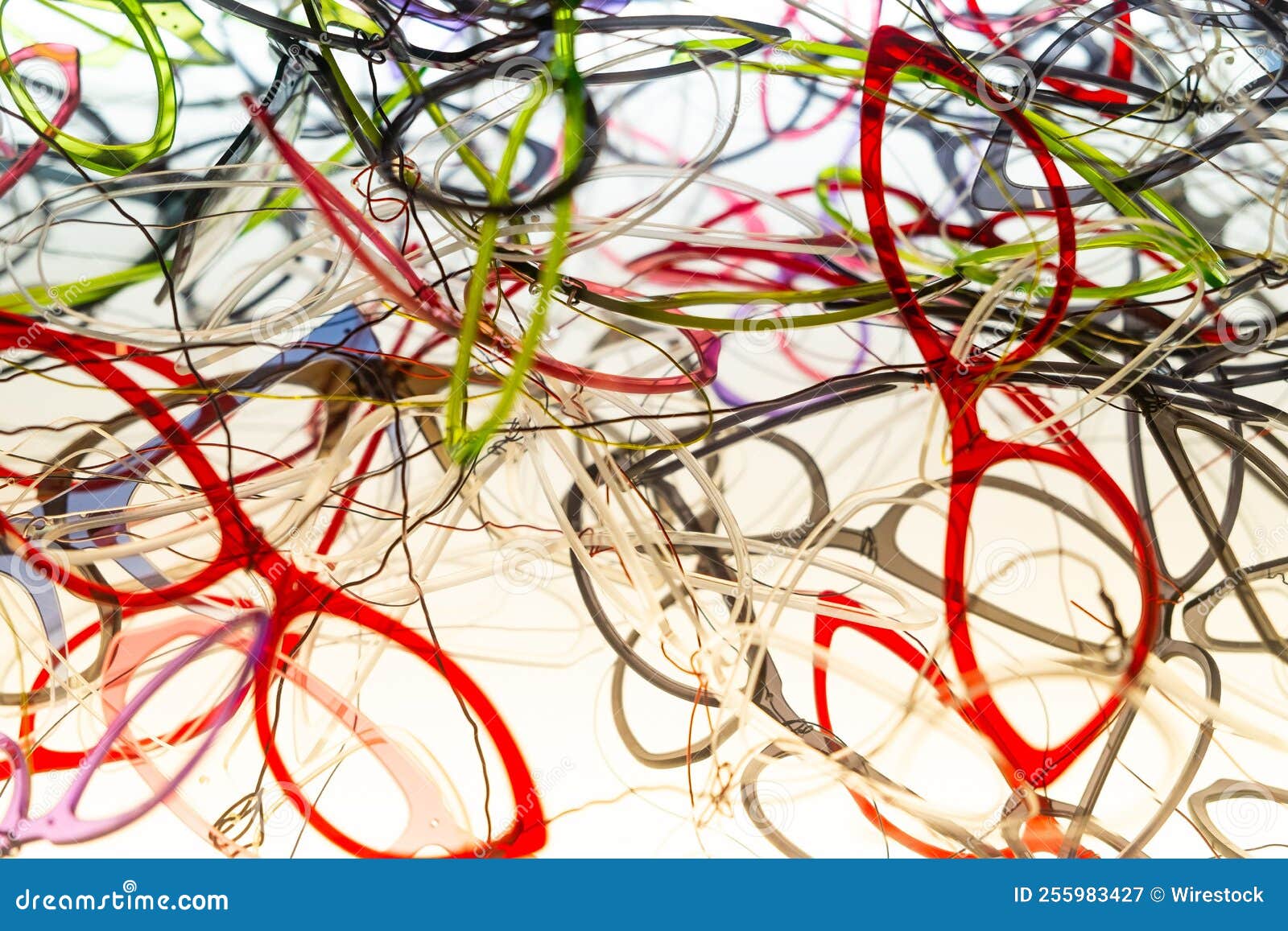 Rod Abstract with Colorful Glass Frames on the White Background Stock ...