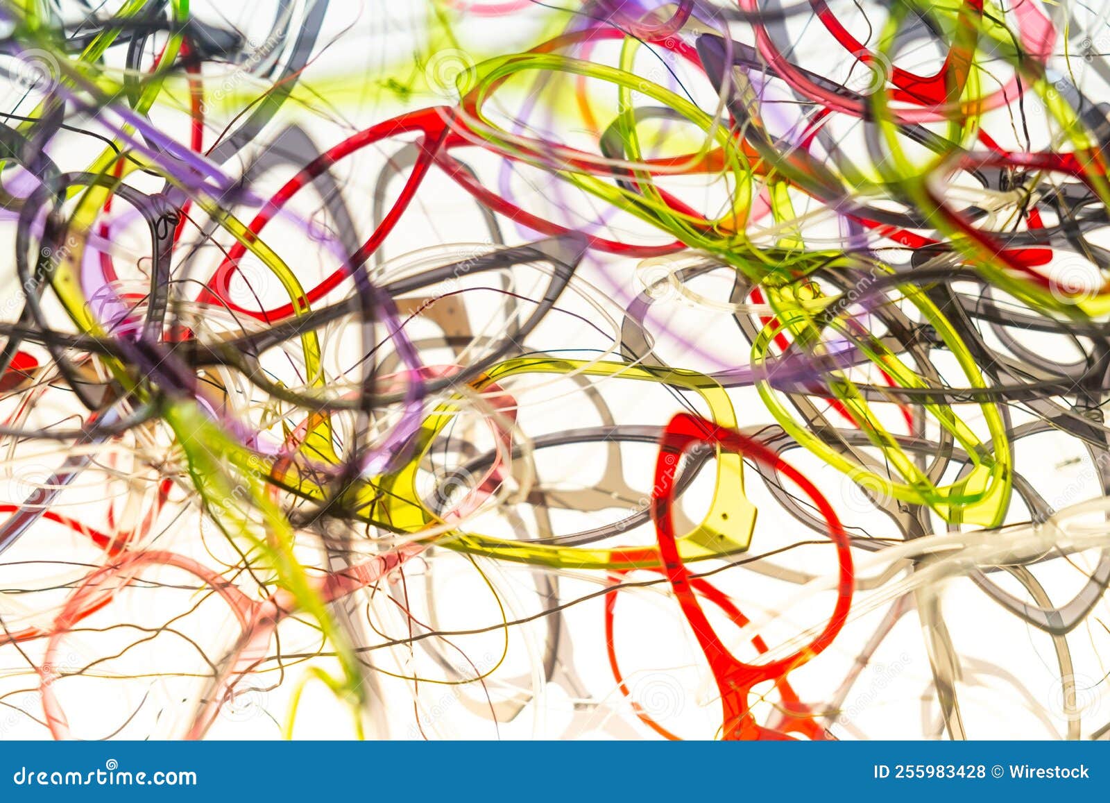 Rod Abstract with Colorful Glass Frames on the White Background Stock ...