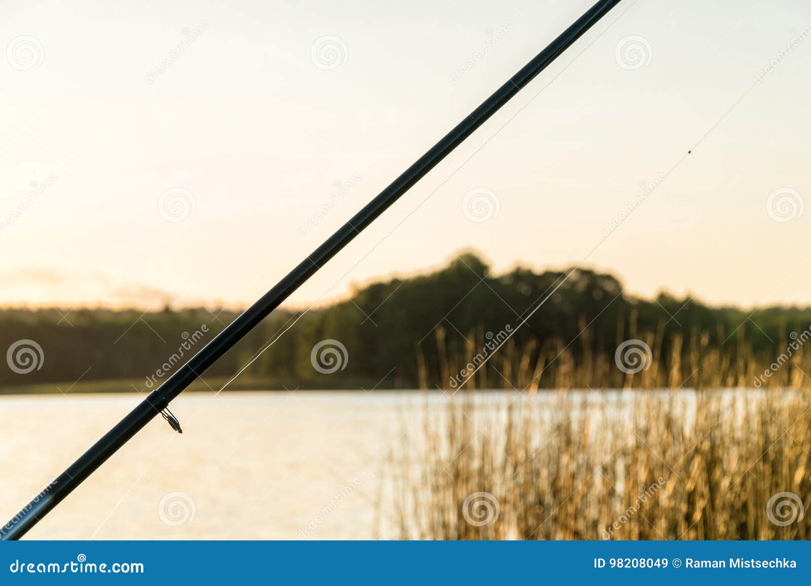 Rod and Line. Fishing on the Lake Stock Image - Image of scenic ...