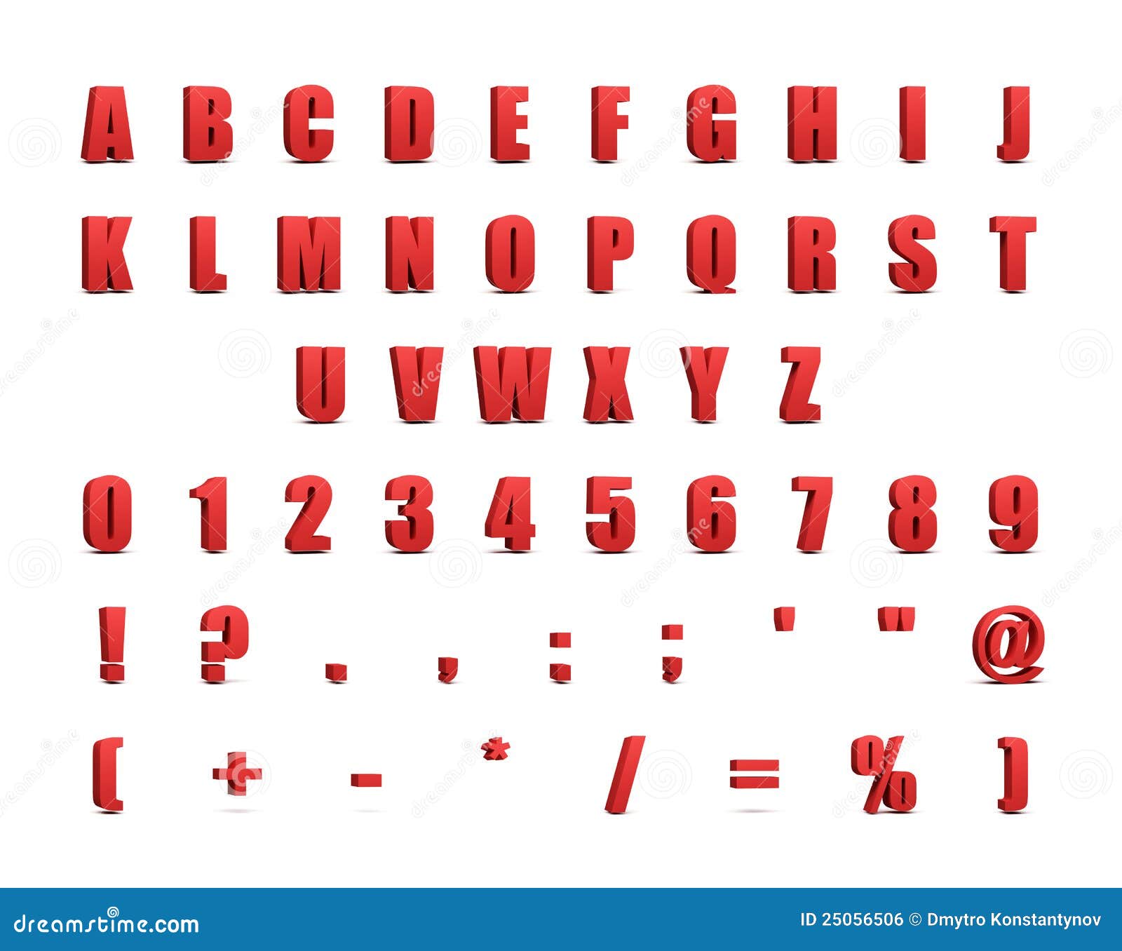 Rode 3d Alfabet En Tekens Op Wit Stock Illustratie - Illustration of ...