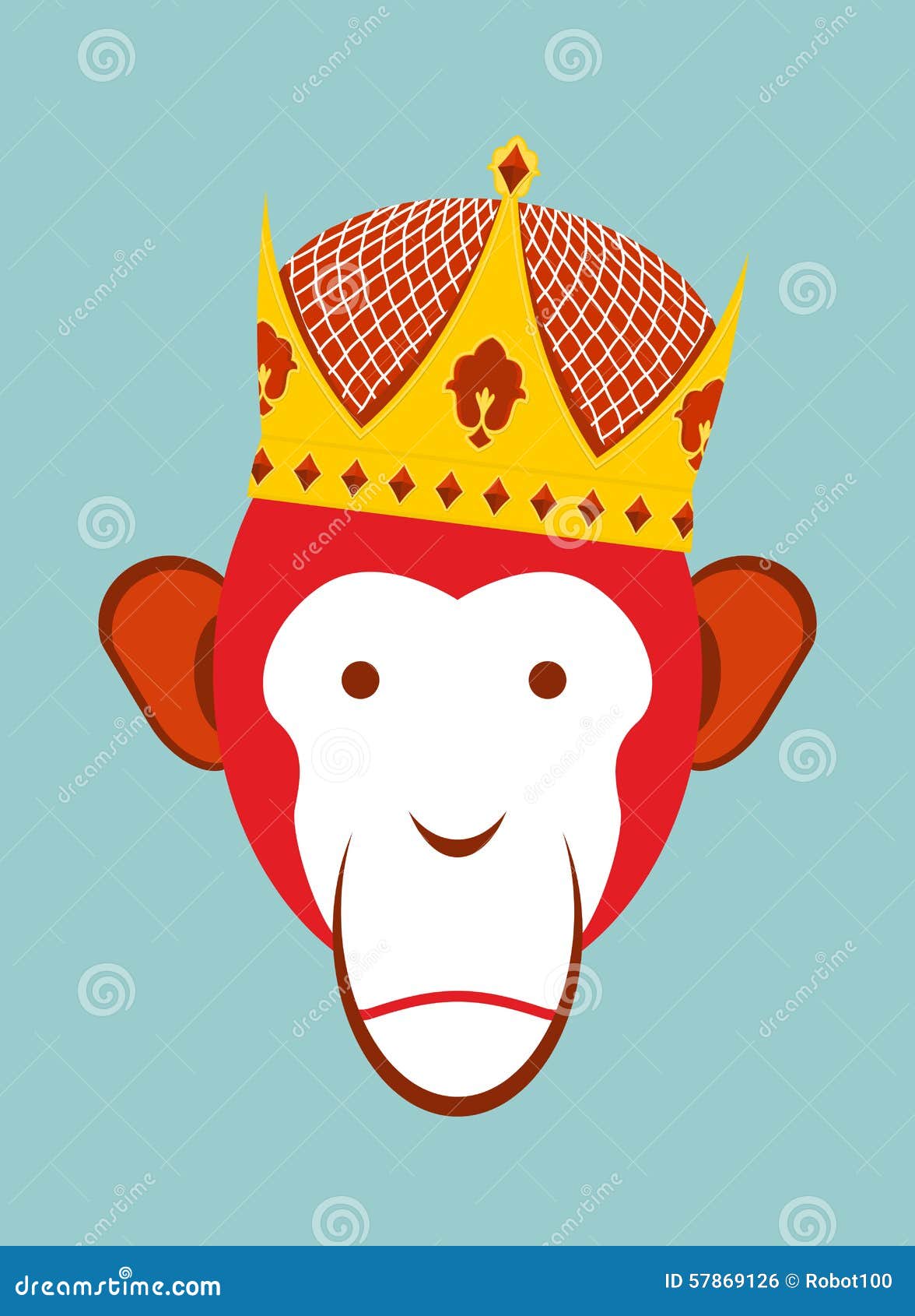Rode Aap in Keizerkroon Het Chimpanseehoofd is Een Symbool Van Chi ...