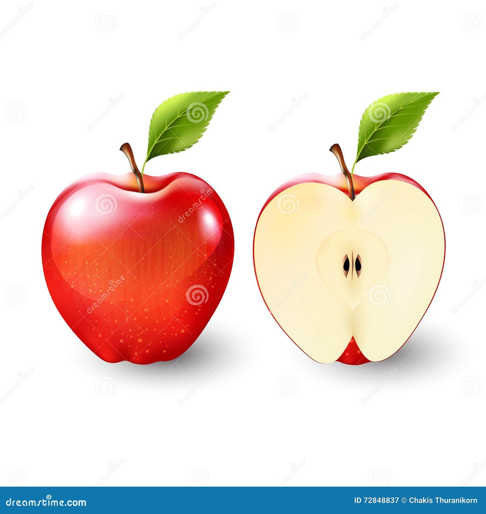 Rode Appel En De Helft Van Appel, Transparant Fruit, Vector Vector ...