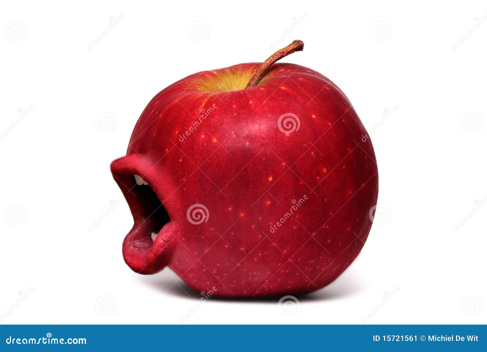 Rode appel met een mond stock afbeelding. Image of organisch - 15721561