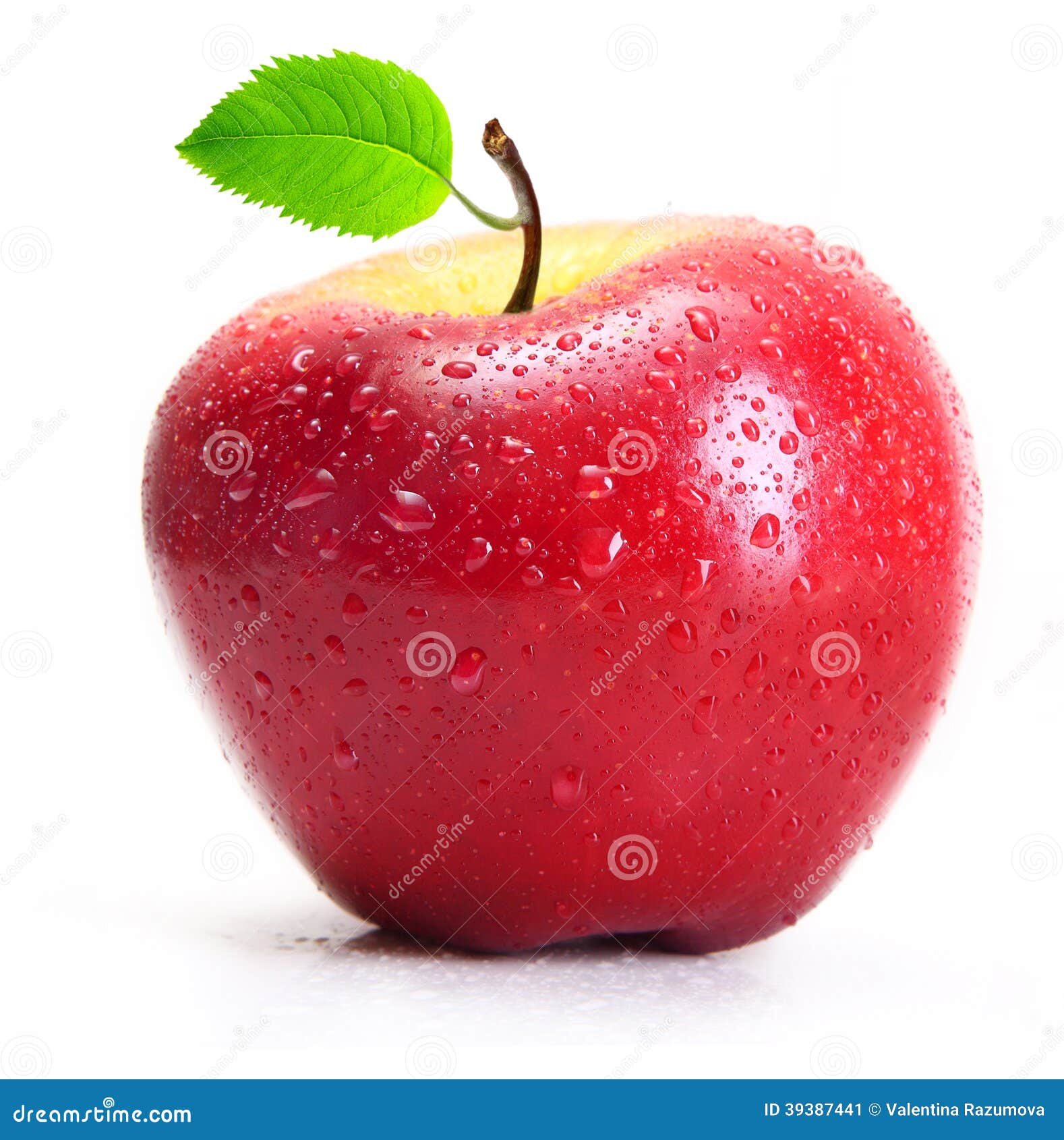 Rode Appel Met Waterdalingen Stock Afbeelding - Image of voedsel ...